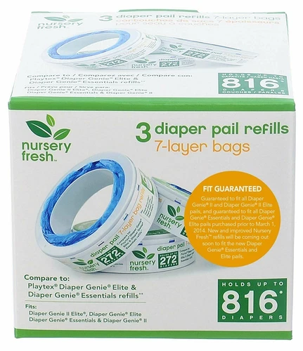 Munchkin Nursery Fresh Diaper Pail Refill with 7 Layers & Holds Up 272 ...