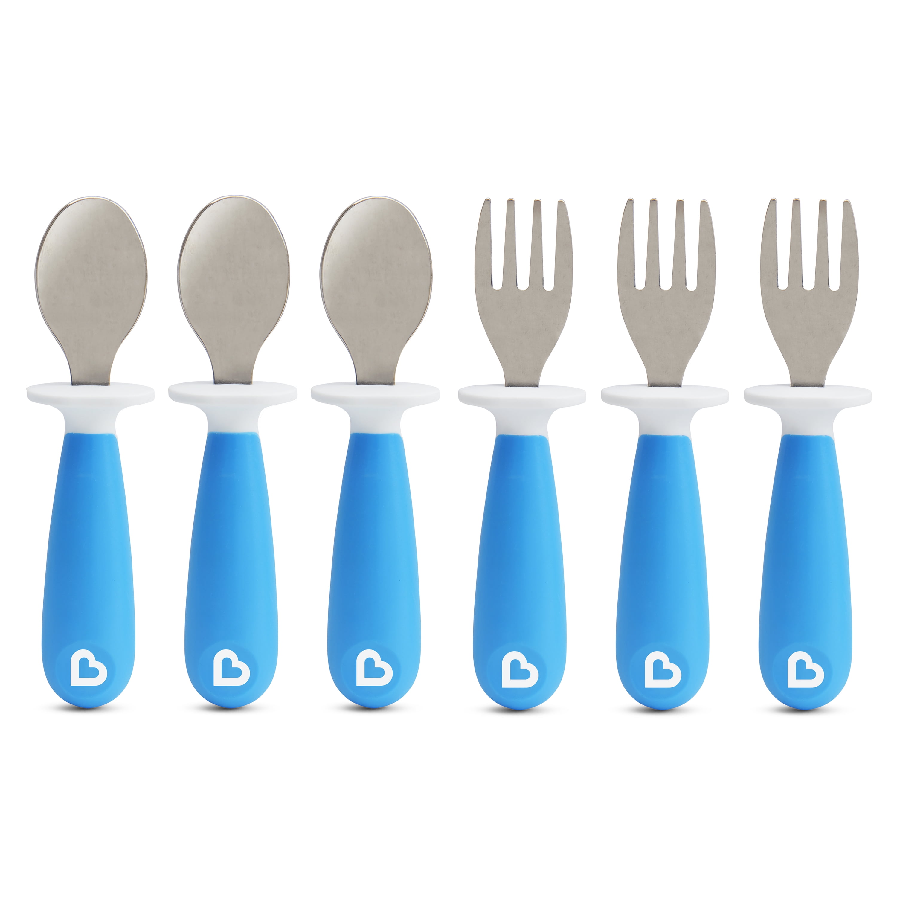 Munchkin® Raise™ Toddler Fork & Spoon Set, Blue, Unisex, 6 Pack ...