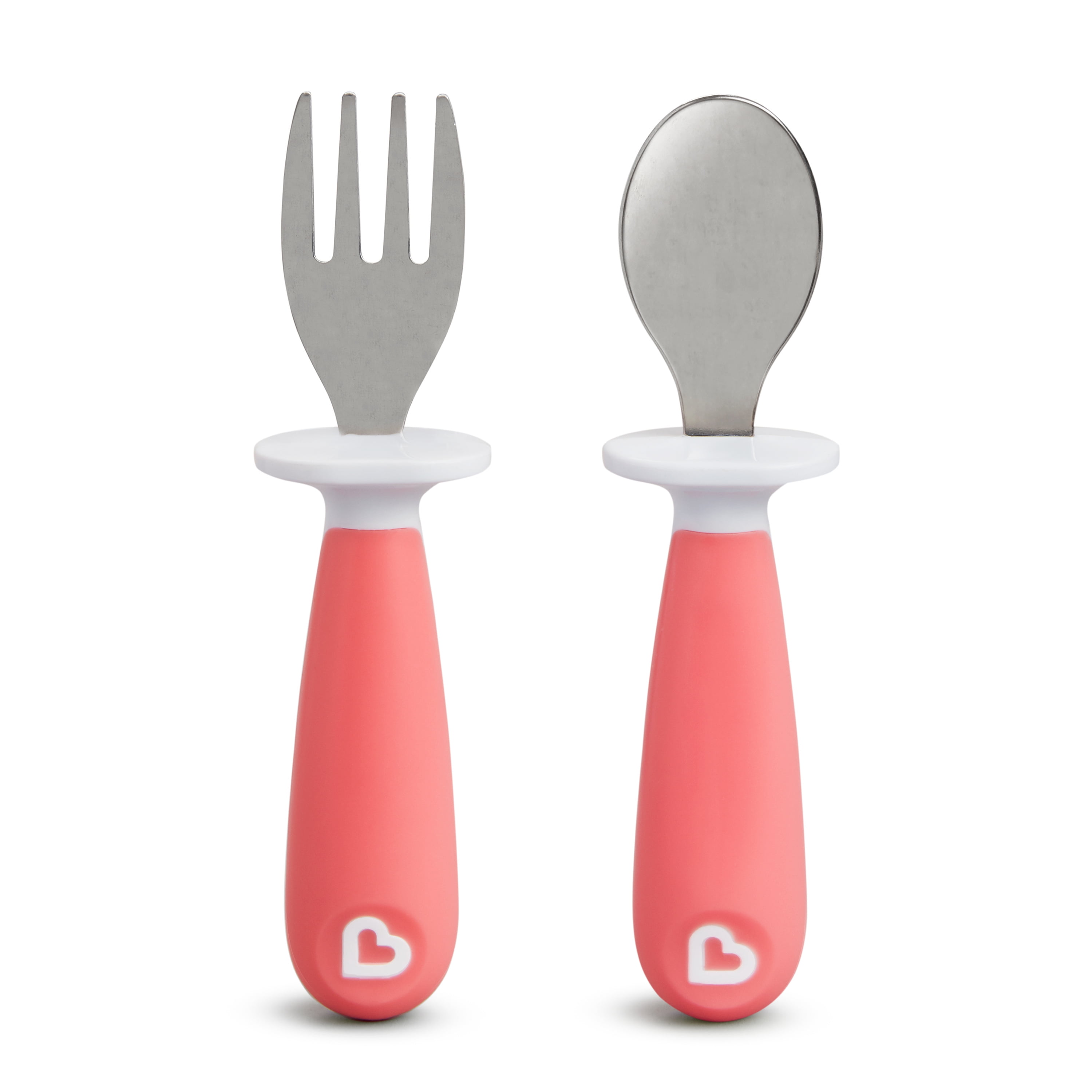 Munchkin Raise Toddler Fork Spoon Utensil Set Pink Walmart