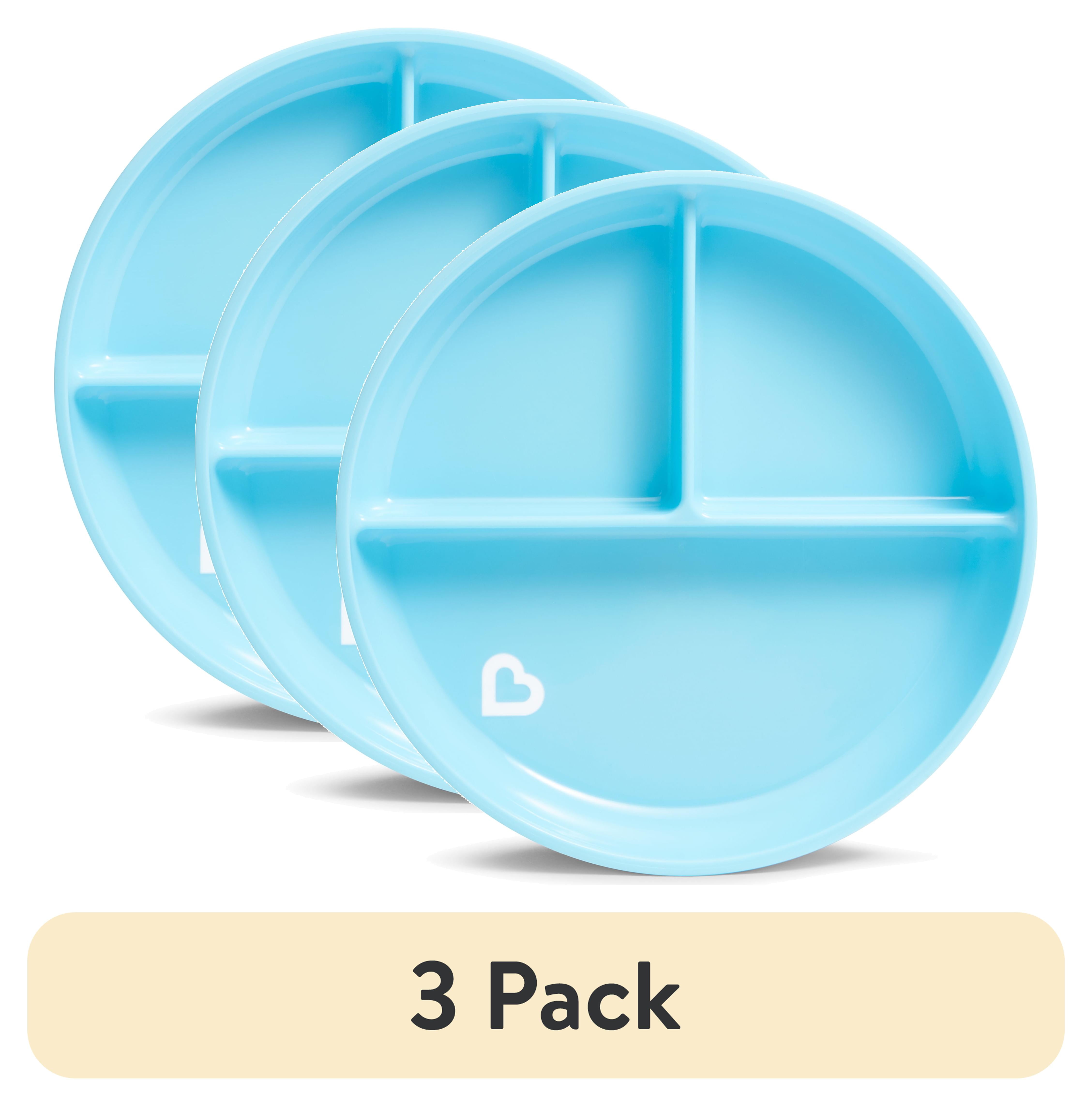 (3 pack) Munchkin® Stay Put™ Divided Section Suction Plate, Blue ...