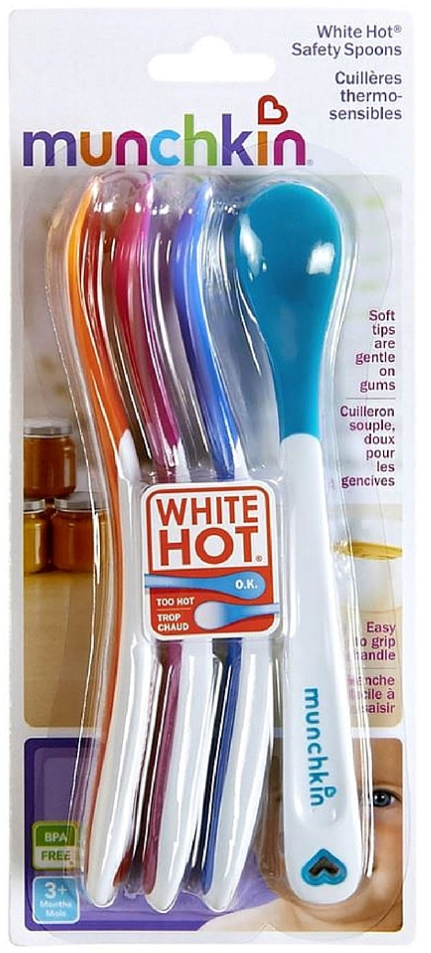 Munchkin White Hot Safety Spoons, Assorted Colors 4 Each - Walmart.com