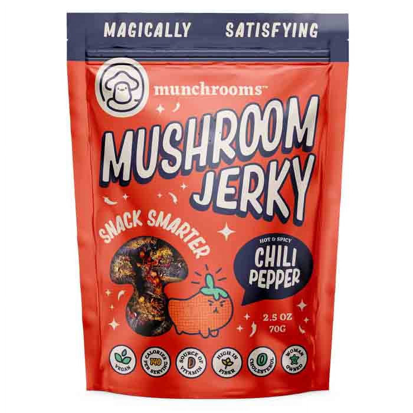 Munchrooms Hot & Spicy Chili Pepper Mushroom Jerky, Soy Sauce & Sugar ...