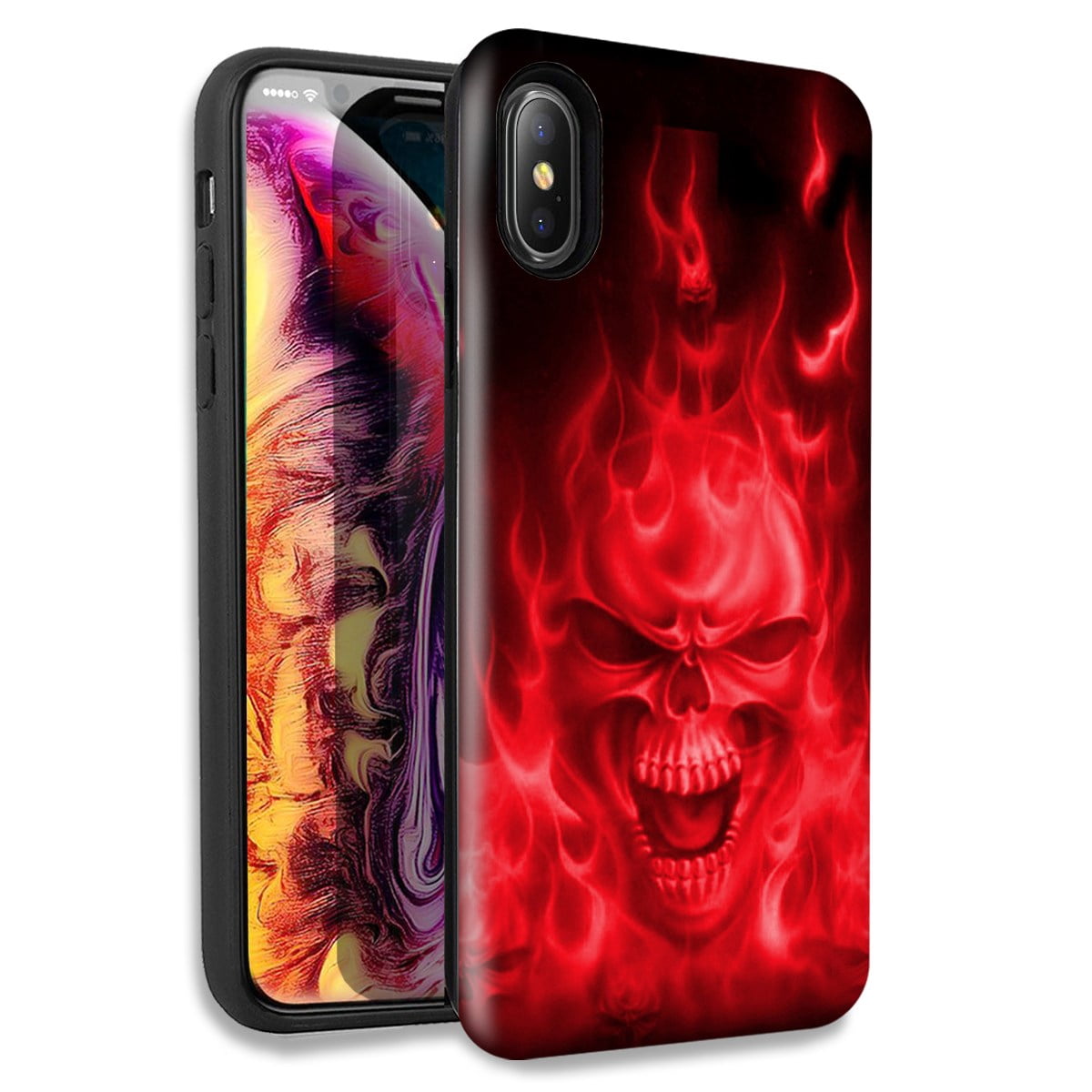 Mundaze Red Flaming Skull Double Layer Hybrid Case Cover For Apple ...