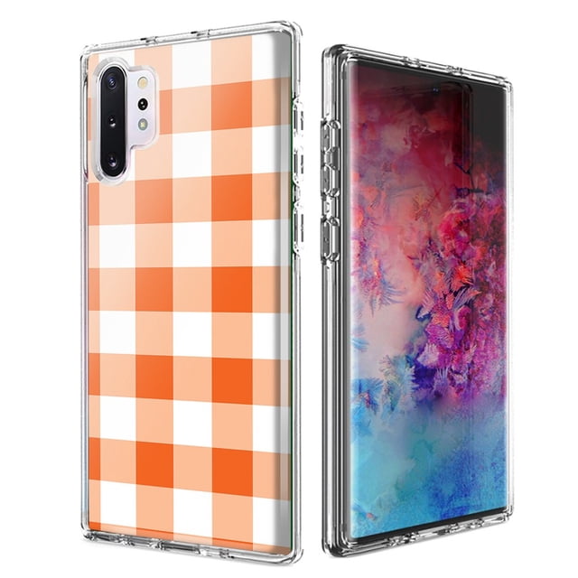 Mundaze Samsung Galaxy Note 10 Plus + Orange Plaid Design Double Layer ...