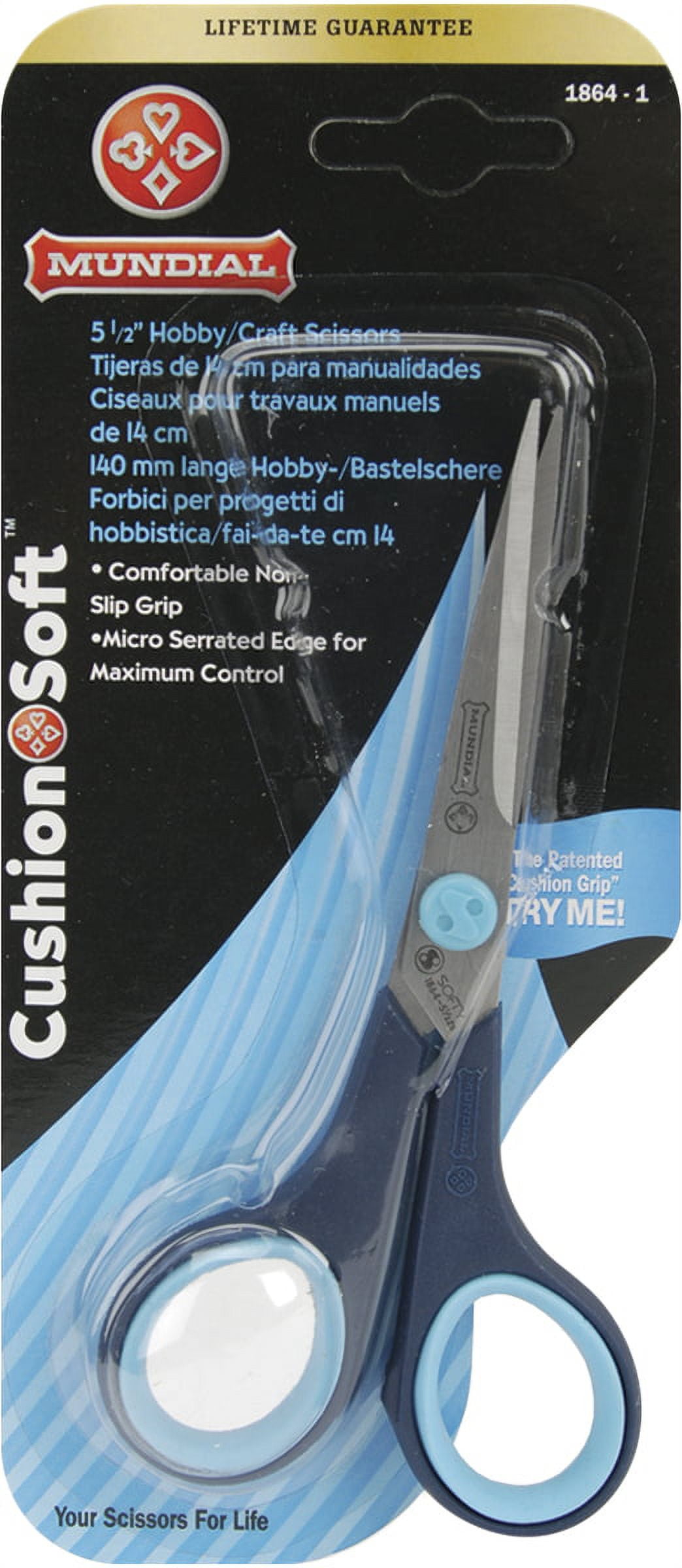 Mundial Cushion Soft Hobby & Craft Scissors 5.5"-Serrated Bottom Blade ...