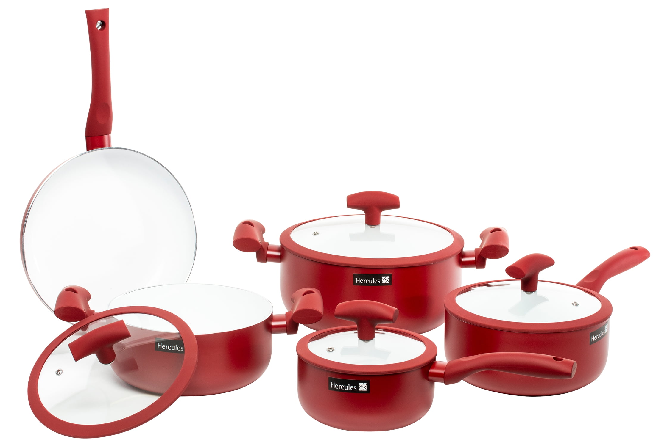Mundial PA300-5PVM Soft Touch Aluminum Cookware Set, Red 5 Piece ...