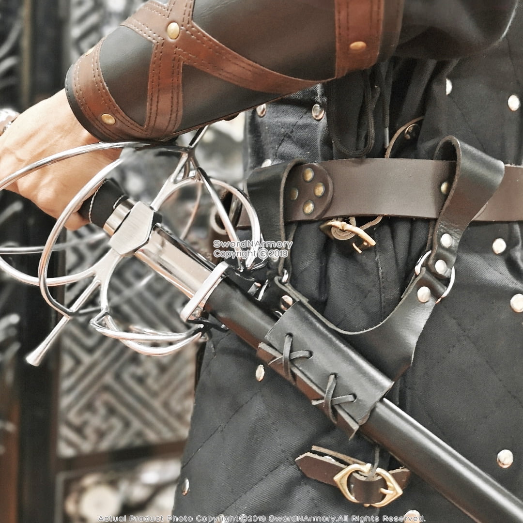 Munetoshi Genuine Leather Medieval Right Hand Rapier Sword Frog Belt ...