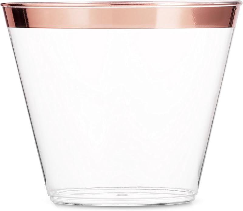Munfix 100 Gold Plastic Cups 9 Oz Clear Plastic Cups Old Fashioned ...