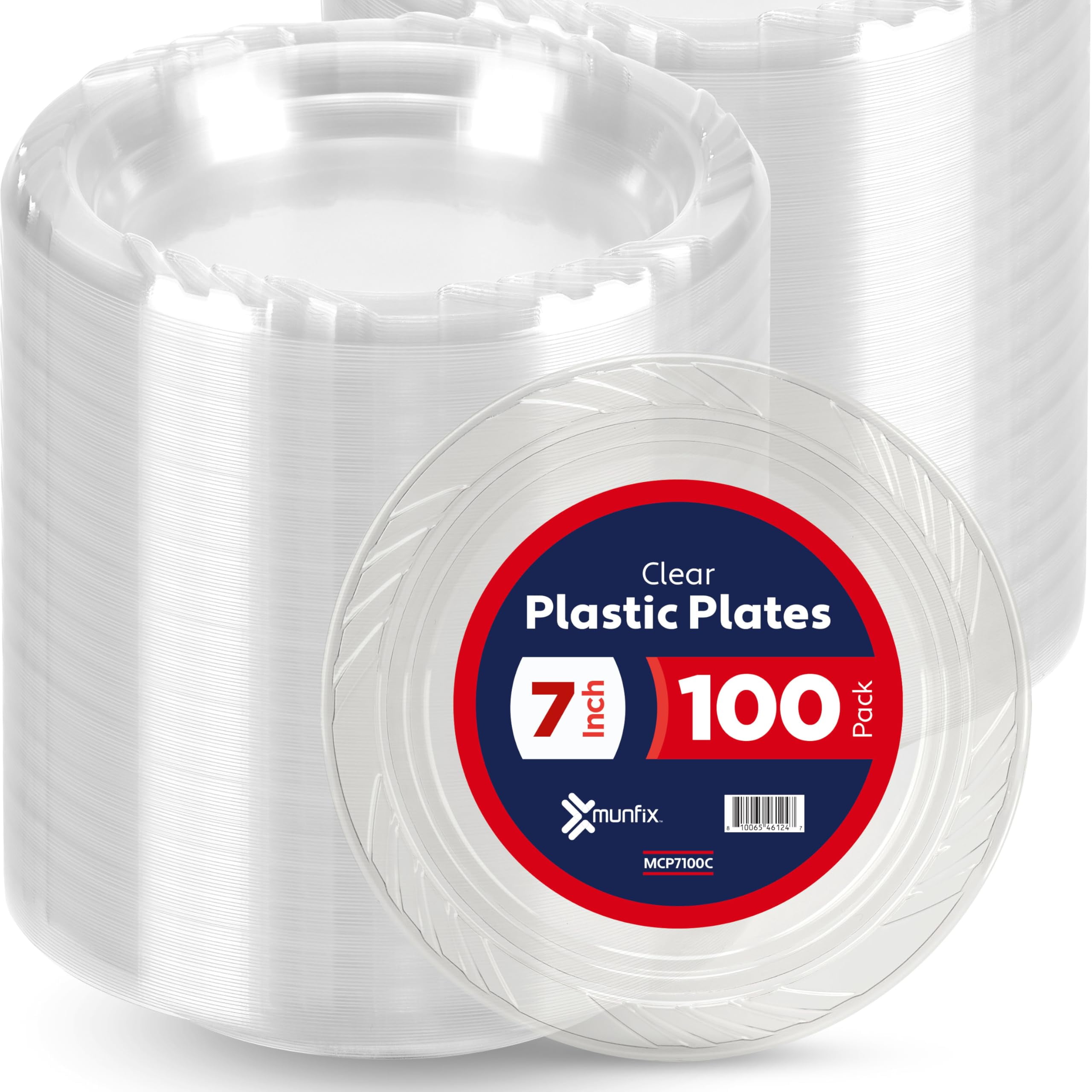 Munfix 100 Pack Clear Plastic Plates, AFN17 Inch Disposable Appetizer ...