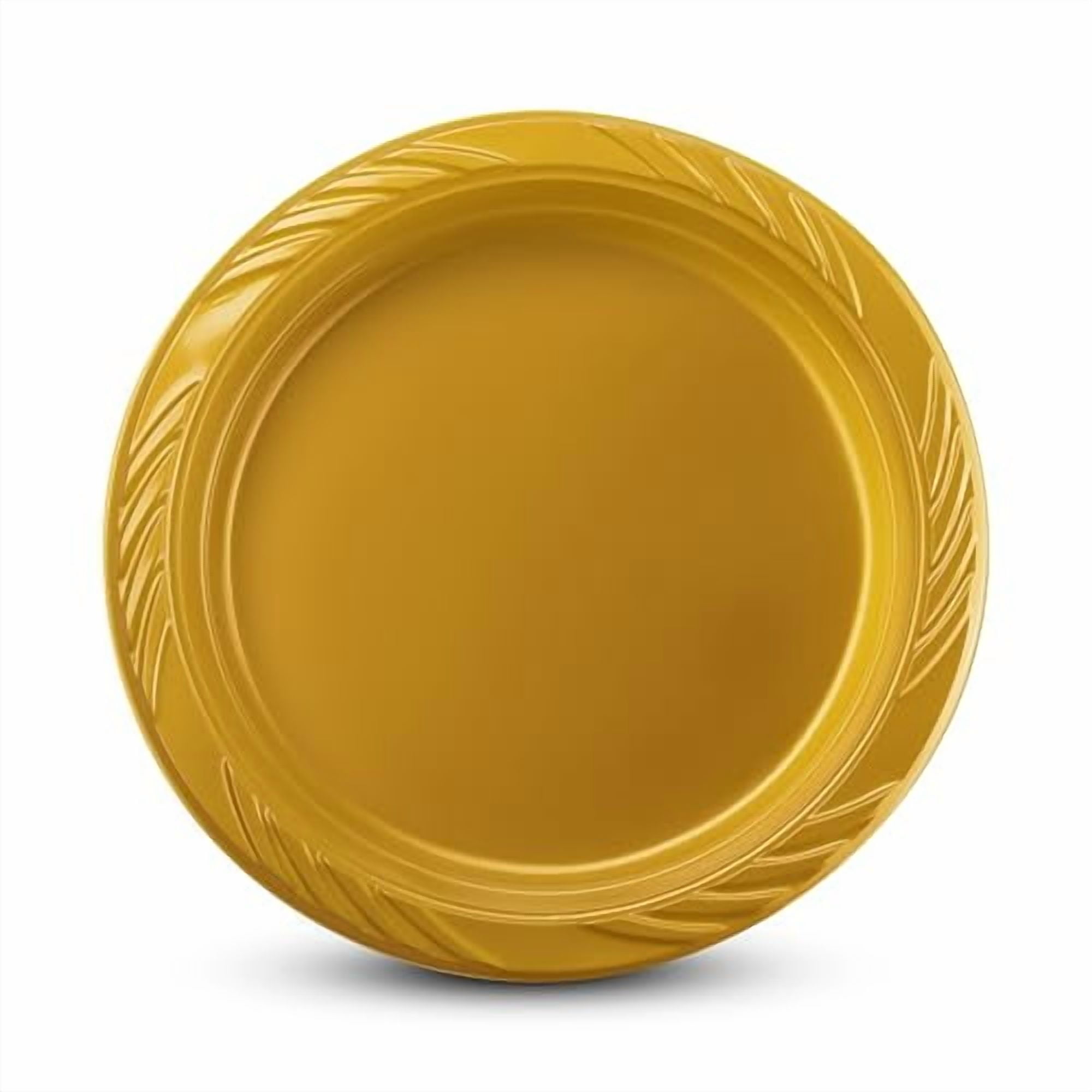 Munfix 6 Inch Gold Plastic Plates 100 Bulk Pack - Disposable Cake ...