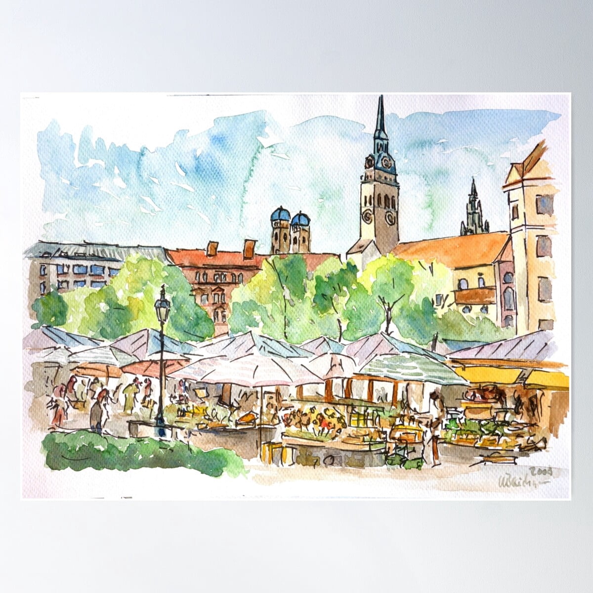 Munich Bavaria Viktualienmarkt Poster Wall Art, Modern Wall Decor For ...