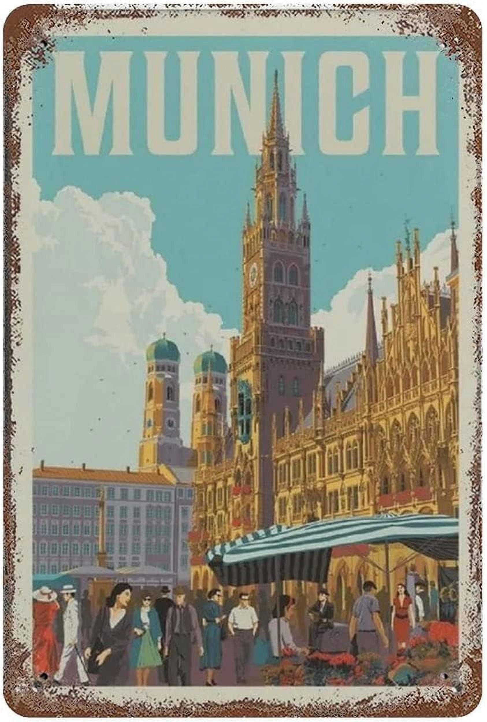 Munich City Metal Tin Sign Vintage City Tin Sign Wall Hanggingign Wall ...