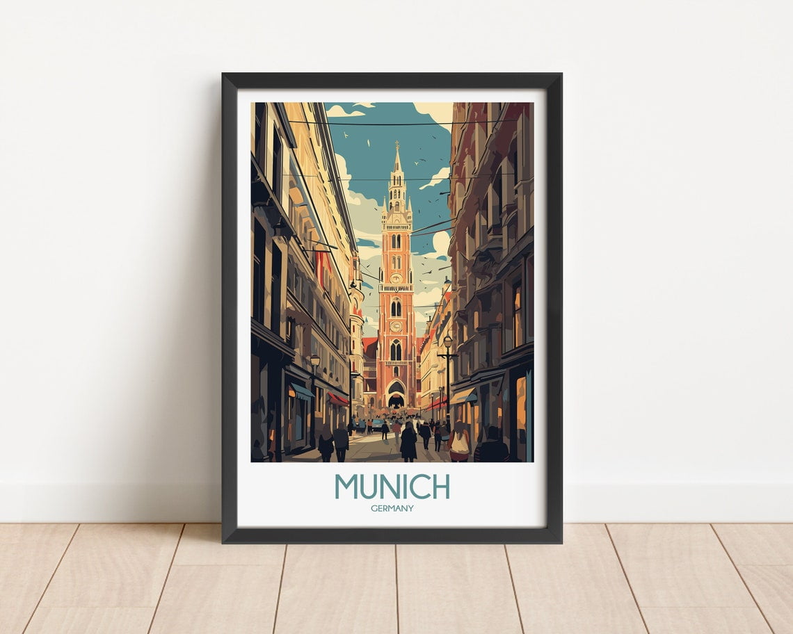 Munich Poster Germany Scenic Architectural Wall Art Print, Unframed ...