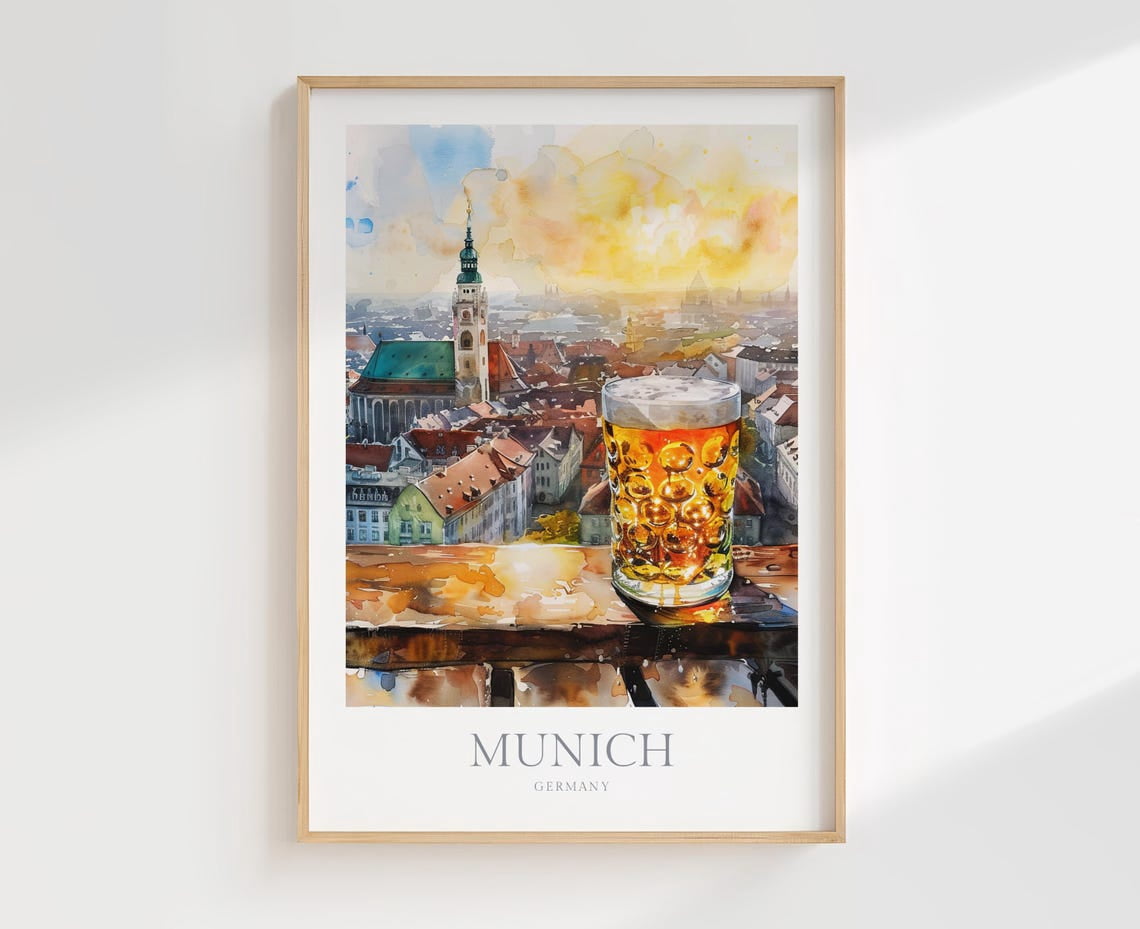 Munich Poster Germany Wall Art Decor Travel Poster, Unframed Size 12x18 ...