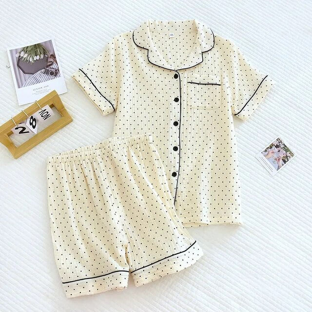 Municipal 100% Cotton Gauze Winter Women Pajamas Polka Dot Print ...