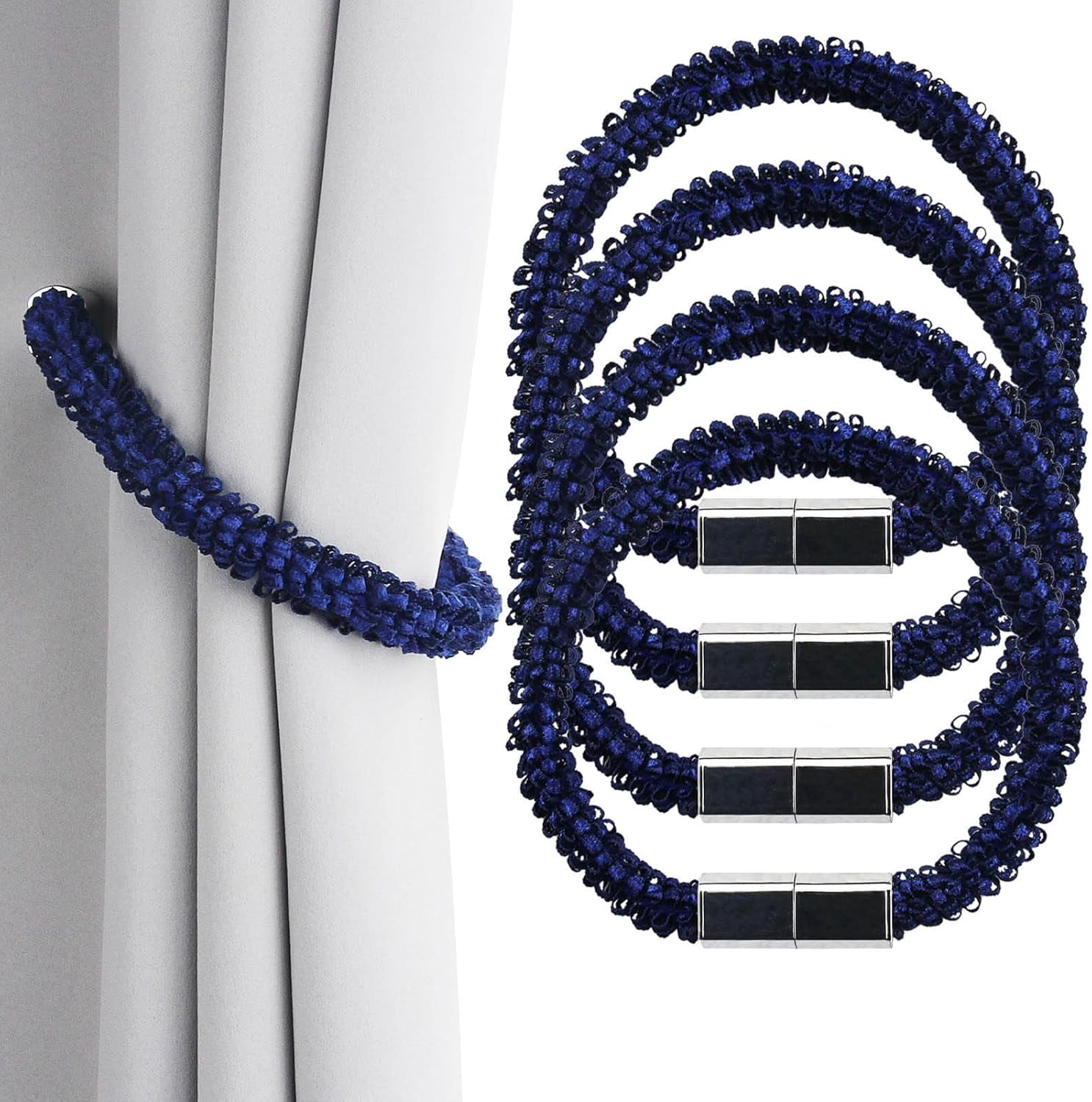 Municipal 2 Pack Magnetic Curtain Tiebacks Elastic Rope Tie Backs ...
