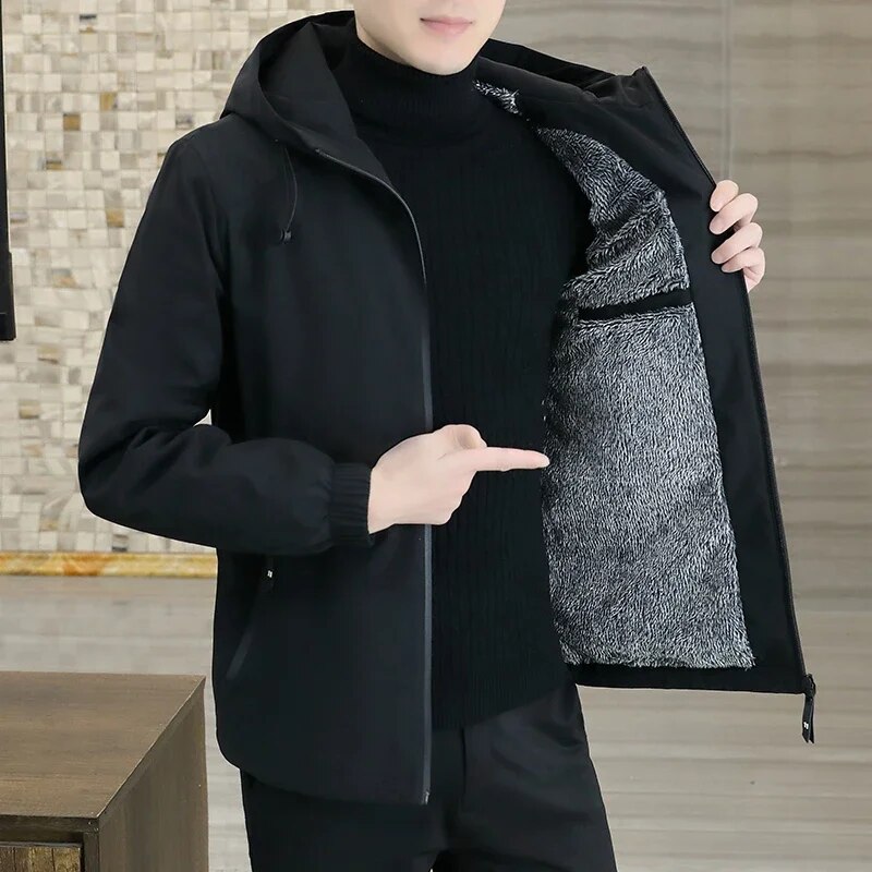 Municipal Autumn Winter Men Hooded Jacket Male Outwear Thermal Fleece ...