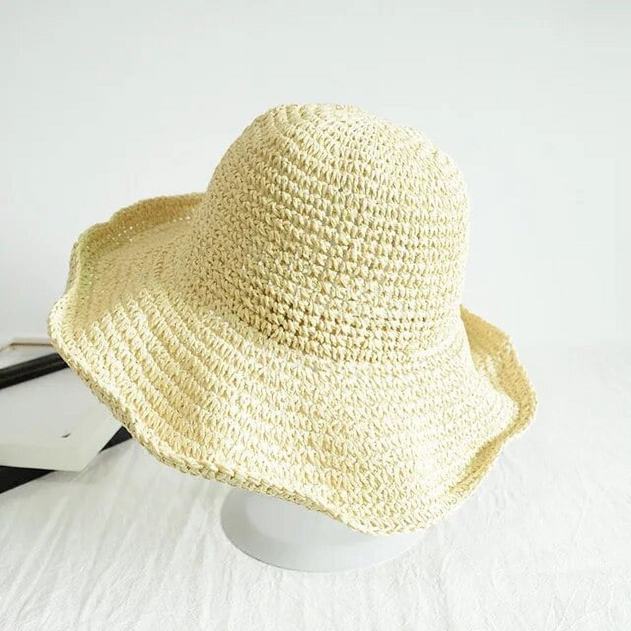 Municipal Beach Hats Adults Female Sunscreen Cap Simple Women Straw ...
