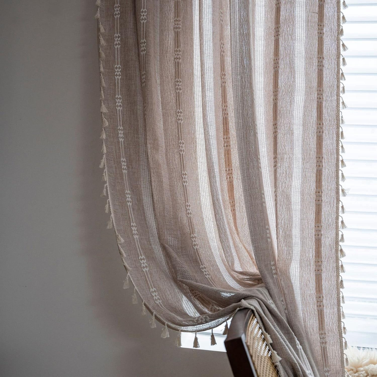 Municipal Boho Curtains for Living Room Cotton Linen Farmhouse Curtains ...