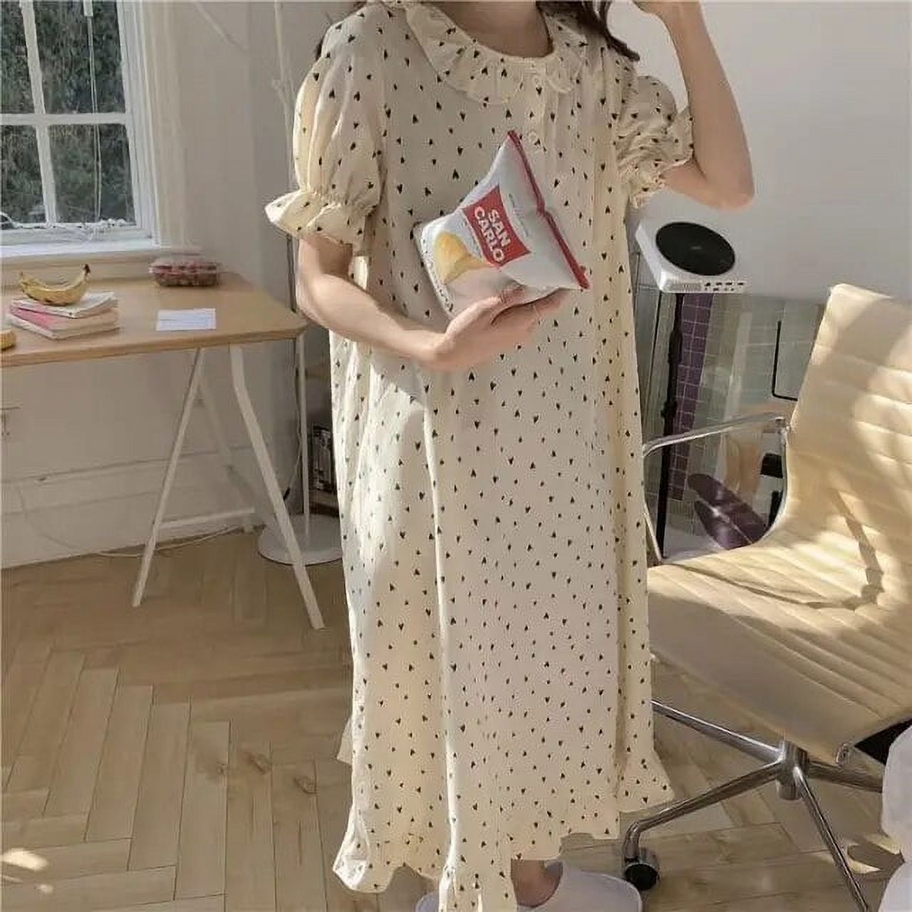 Municipal Cherry Print Sleepwear Womens Summer Style Nightgown Night ...