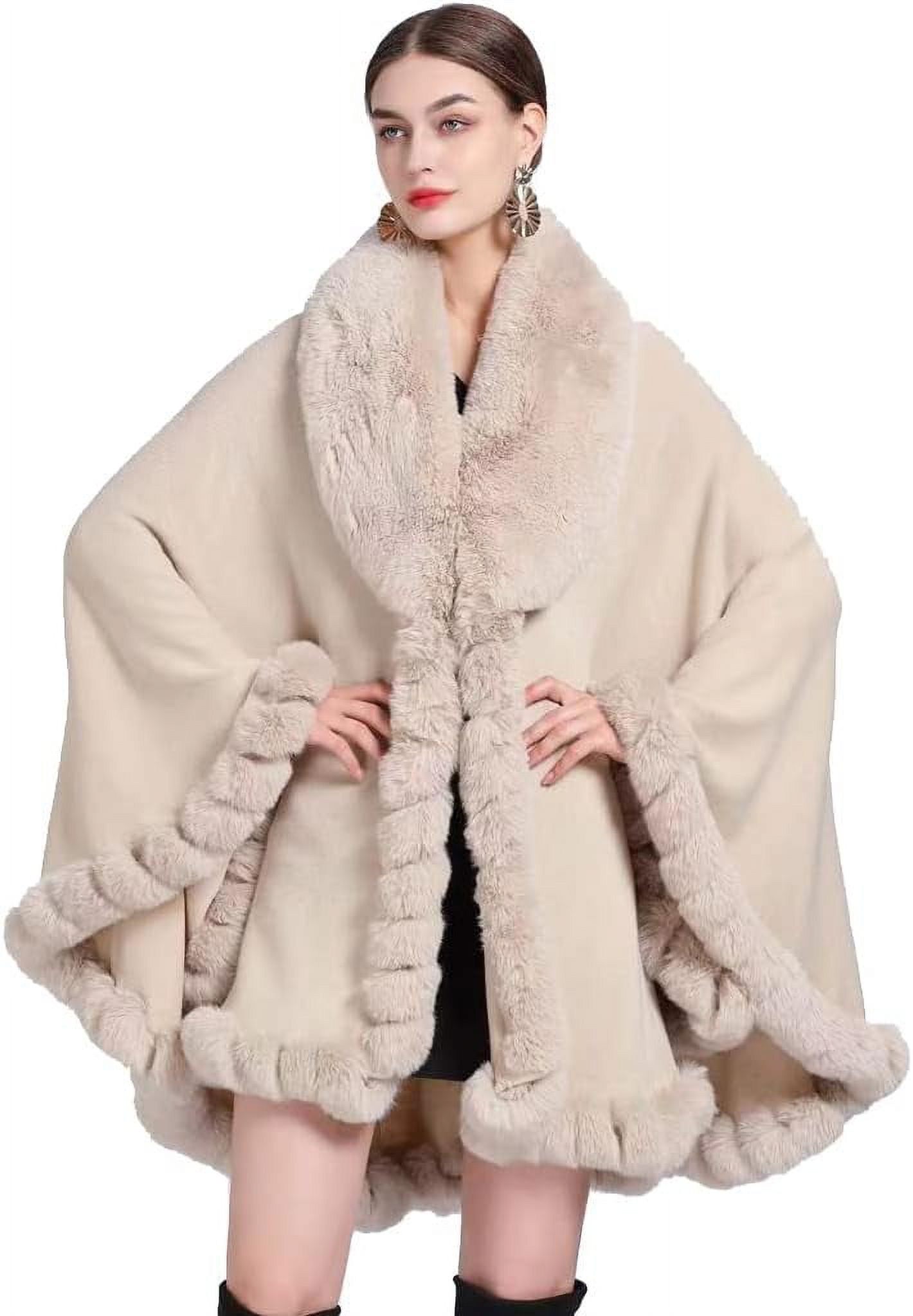 Municipal Cloak Wraps Shawl Poncho for Women Faux Fur Luxurious ...