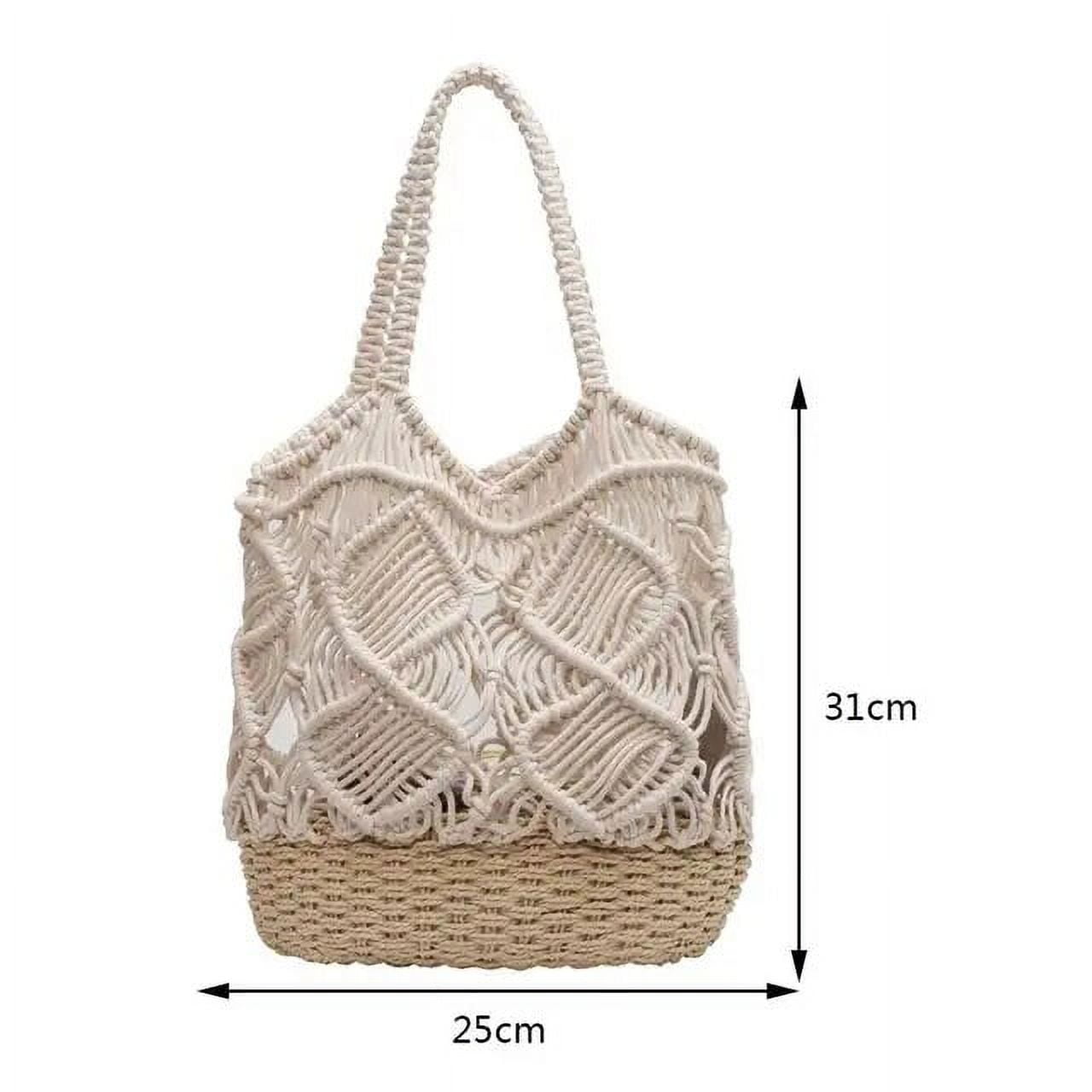 Municipal Cotton Rope Hollow Straw Bag for Summer Tote Bohemian ...