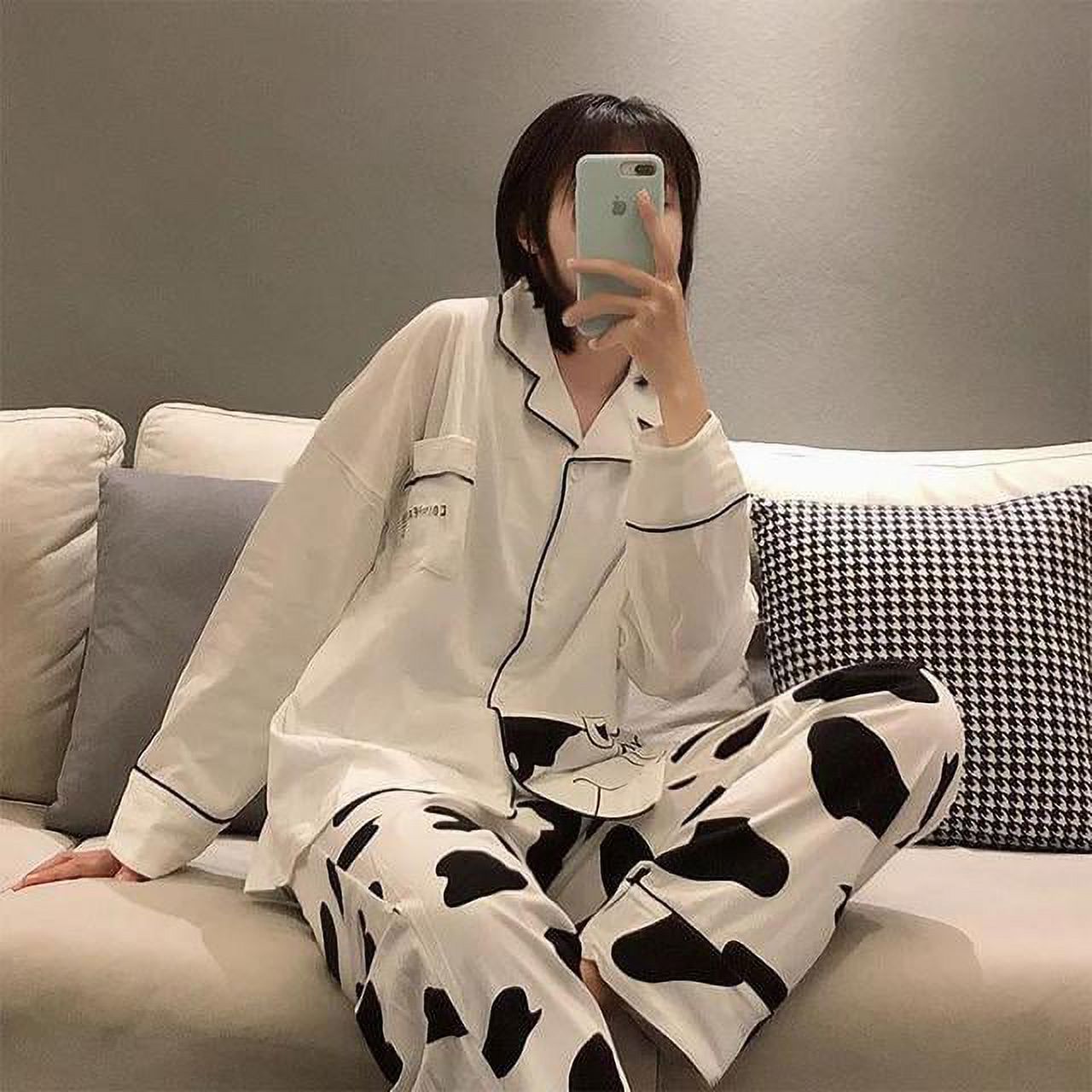 Municipal Cow Print Women's Pajamas Home Clothes Cute Pyjama Pour Femme ...