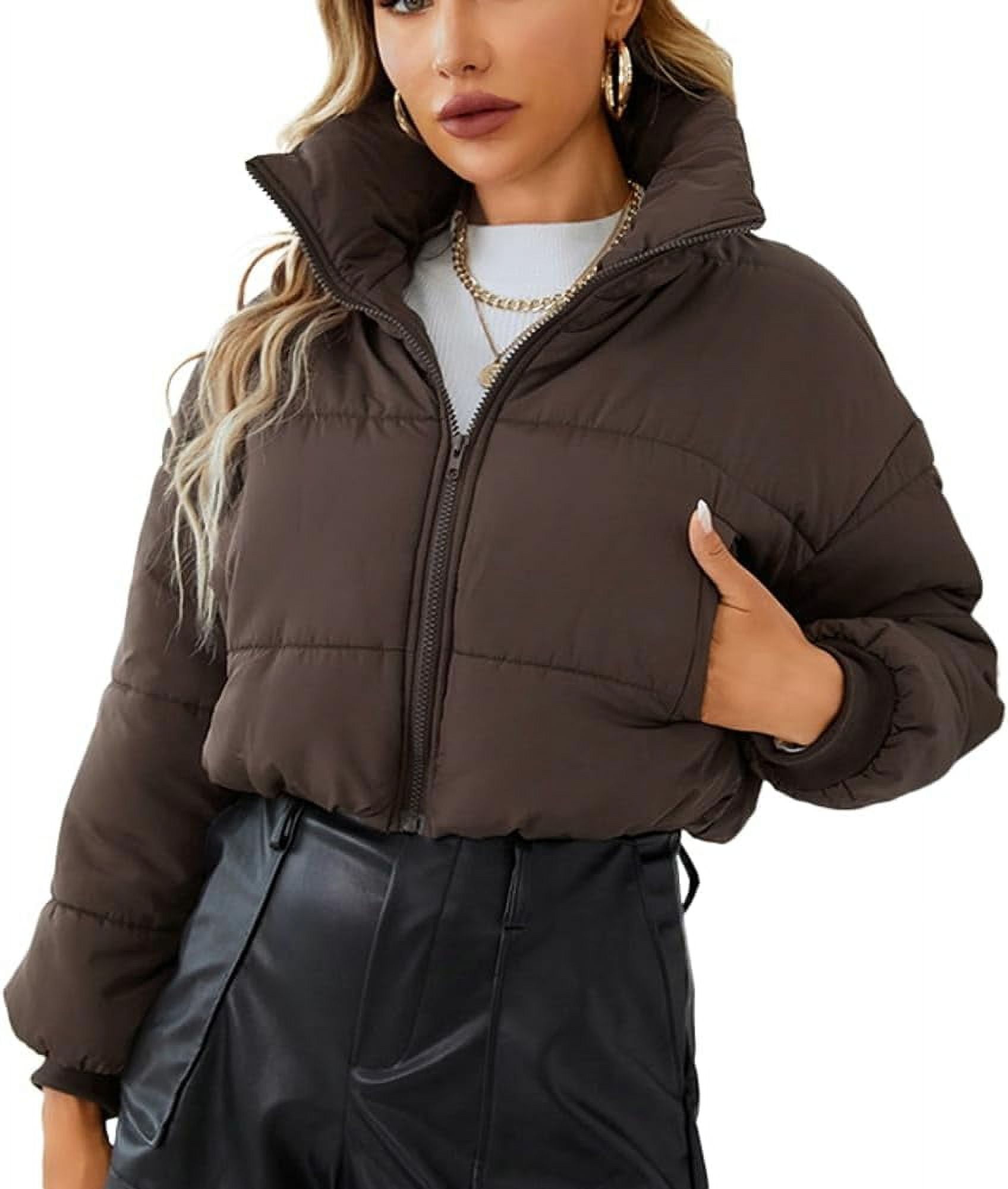 Municipal Cropped Puffer Jacket for Women Stylish Winter Short Down ...