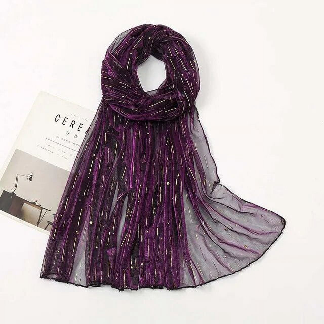 Municipal Fashion Gold Silver Thread Long Shiny Sunscreen Shawl Female ...