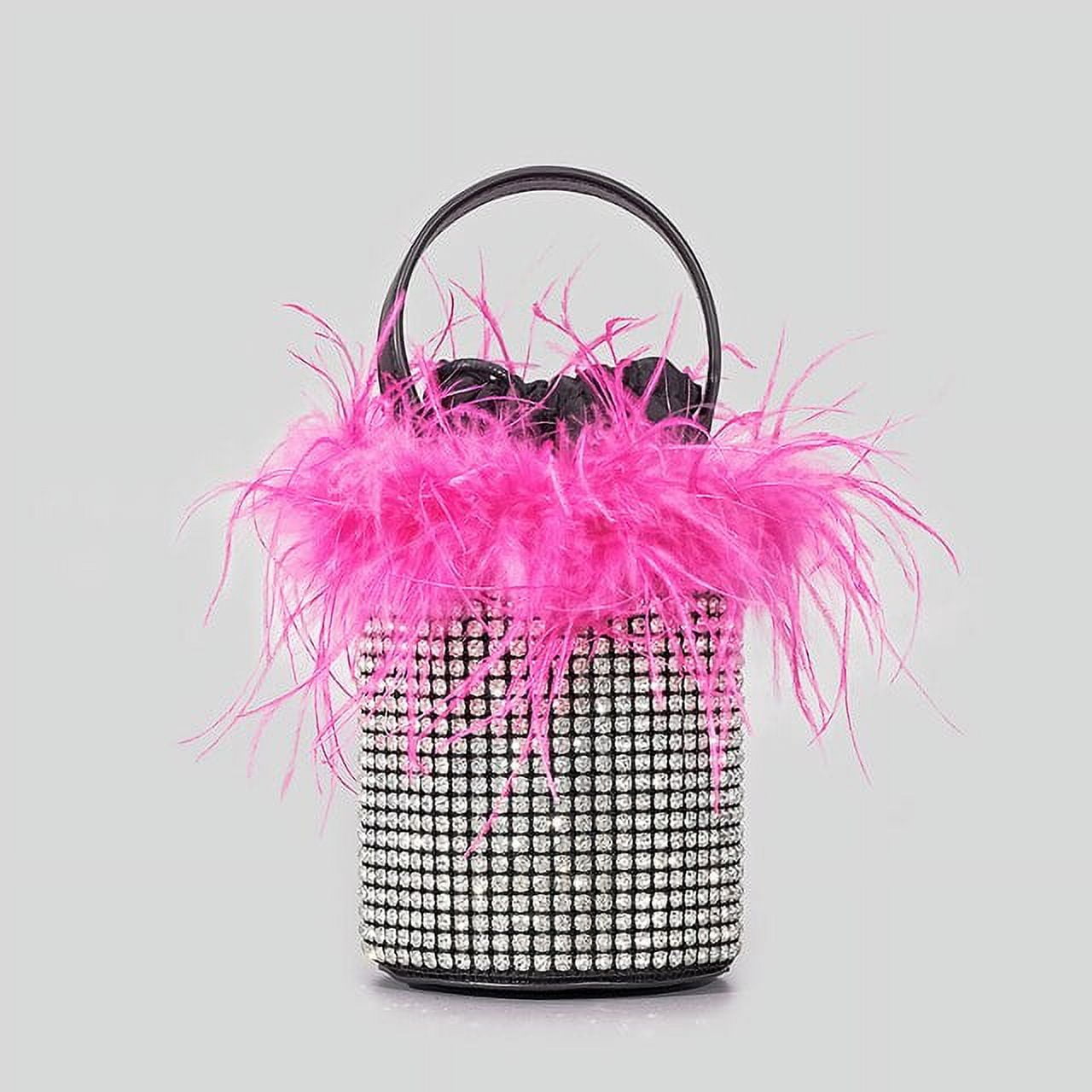 Municipal Fashion Ostrich Feather Diamonds Evening Bag Crystal Mesh ...