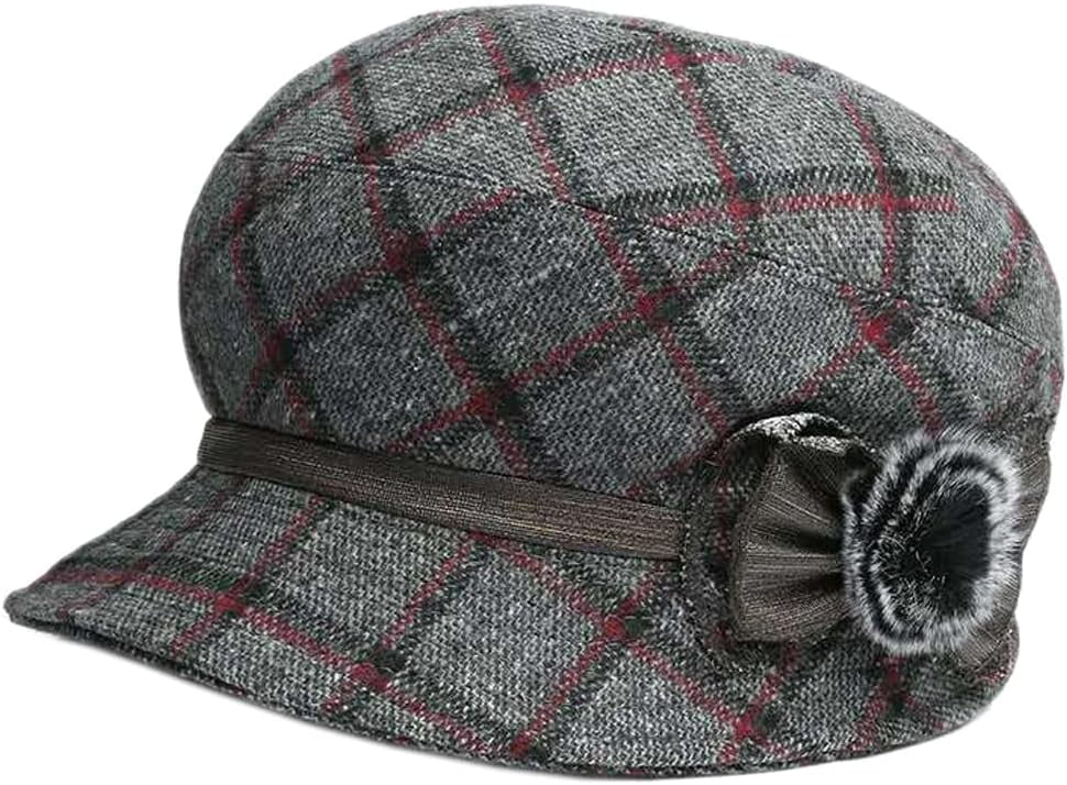Municipal Fashion Plaid Newsboy Cap Warm Beret Hat Octagonal Cap ...