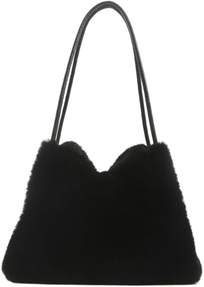 Municipal Faux Fur Tote Bag Women Fuzzy Hobo Bags Bucket Shoulder Bag ...