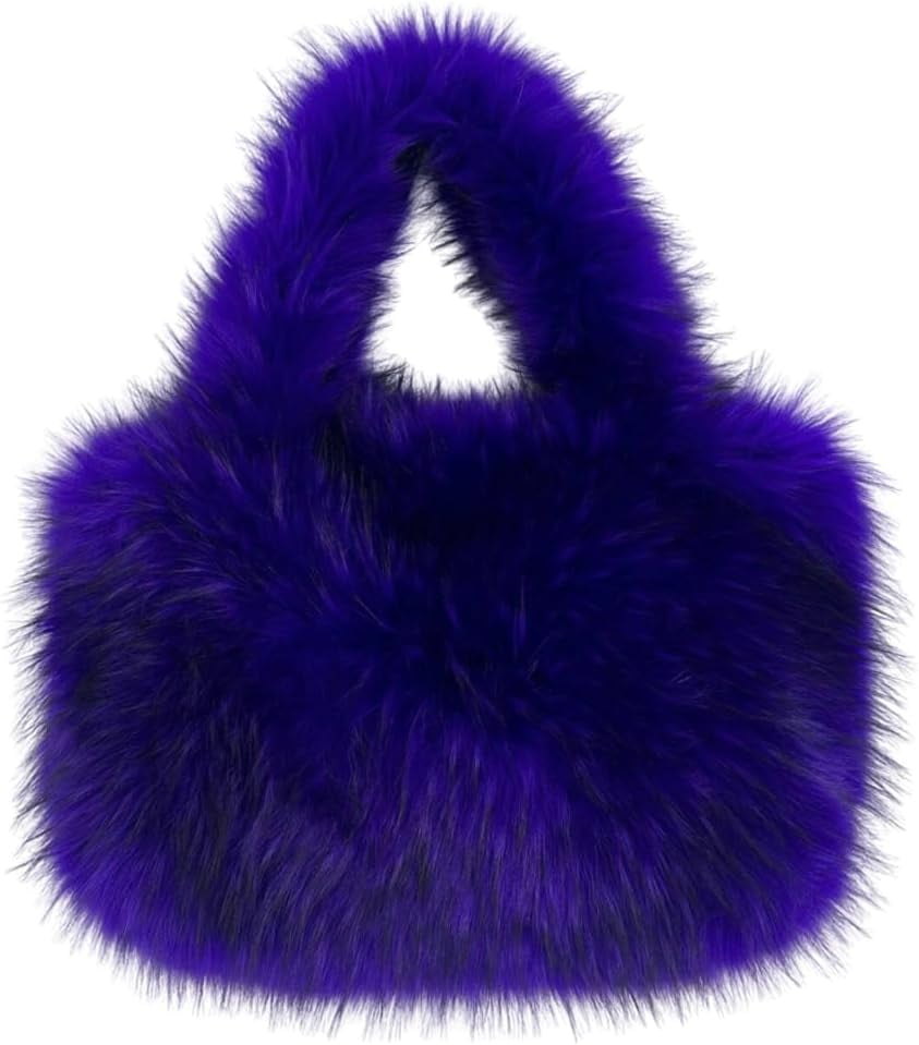 Municipal Faux Fur Tote Bag Women Trendy Fuzzy Hobo Bags Furry Shoulder ...