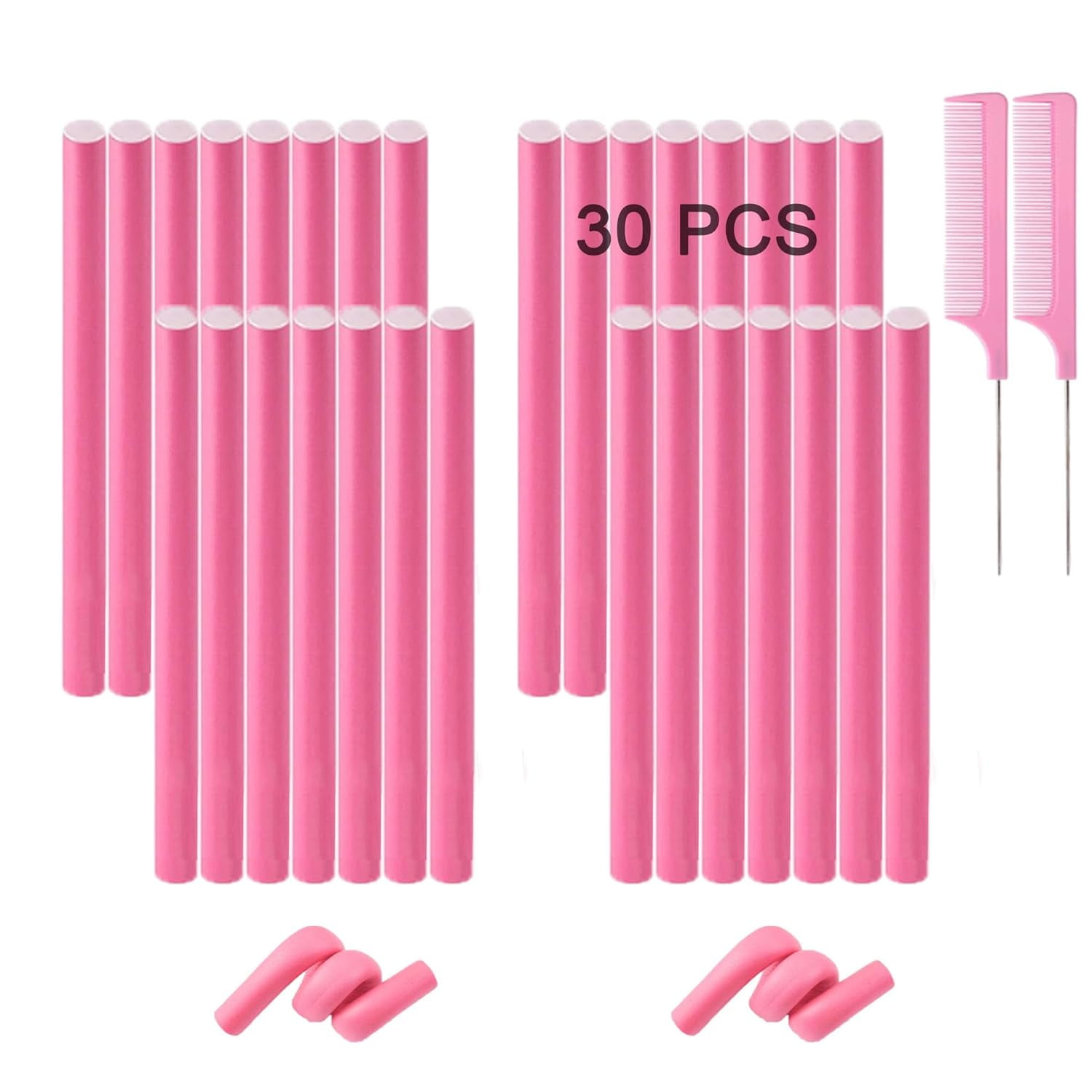 Maoya Flexible Curling Rods 30pcs Twist Foam Rollers For Long And Short Hair No Heat Bendy