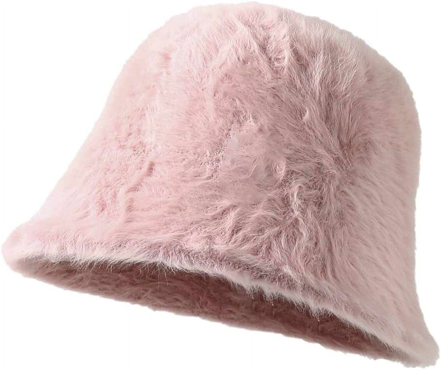 Municipal Fluffy Fisherman Hat for Women Plush Bucket Hat Wide Brim ...