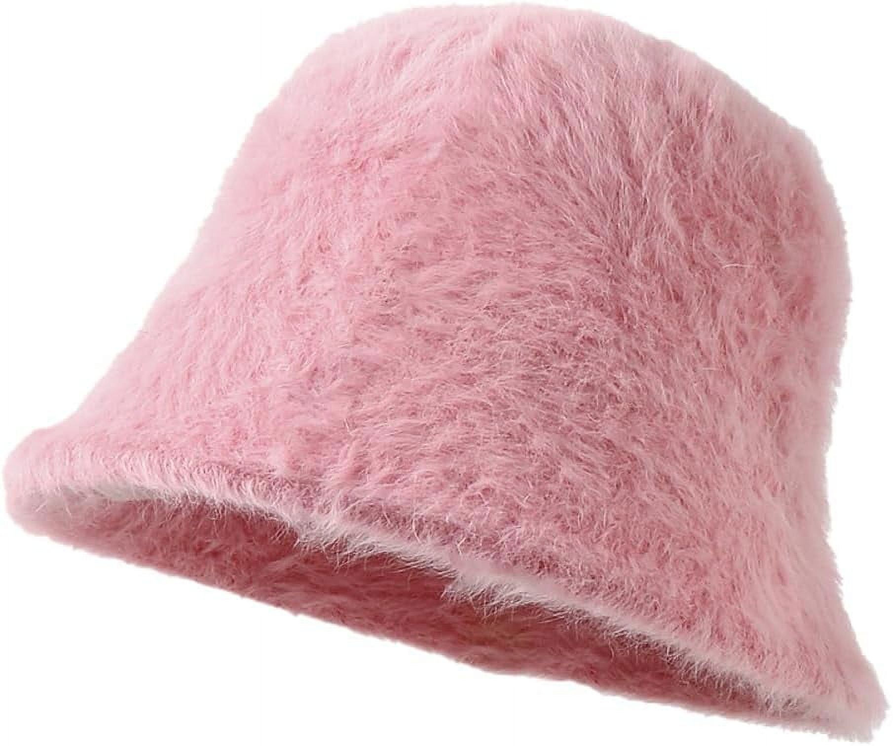 Municipal Fluffy Fisherman Hat for Women Plush Bucket Hat Wide Brim ...
