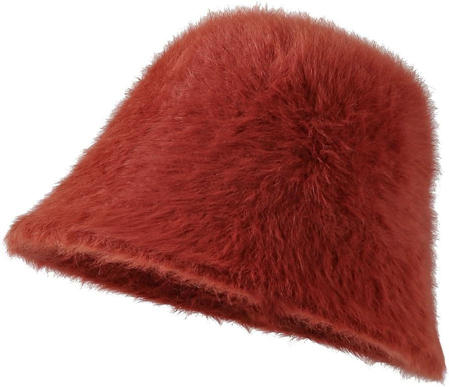 Municipal Fluffy Fisherman Hat for Women Plush Bucket Hat Wide Brim ...