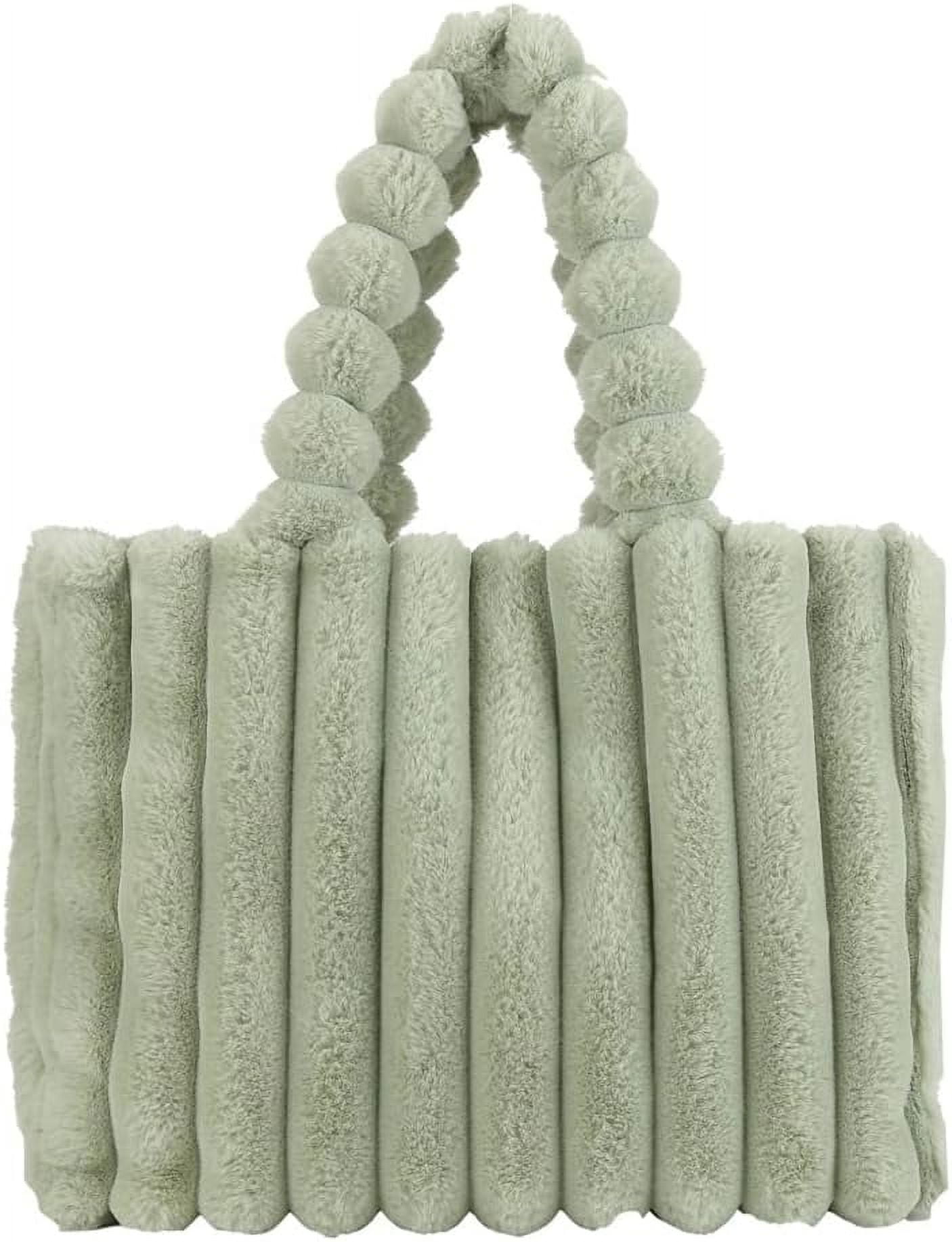 Municipal Furry Tote Bag for Women Fluffy Plush Handbag Large Tote ...