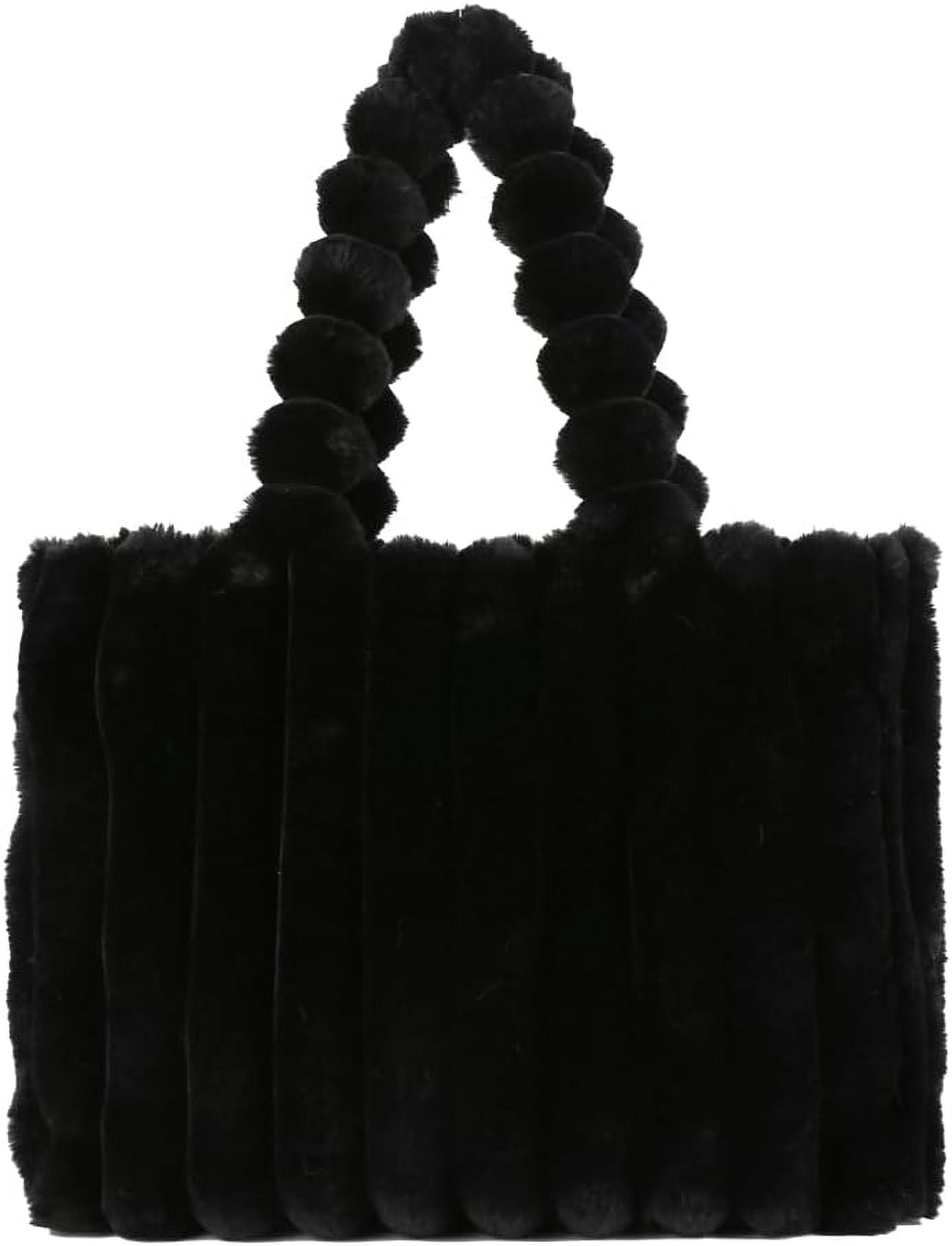 Municipal Furry Tote Bag for Women Fluffy Plush Handbag Large Tote ...