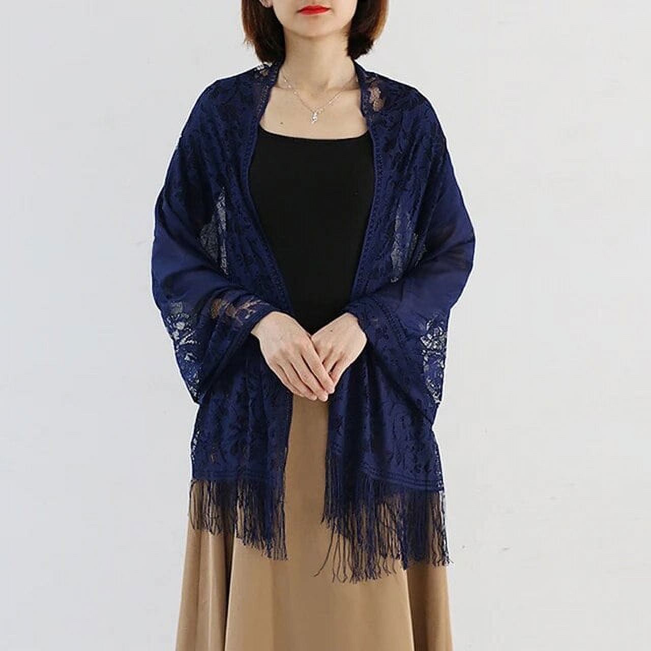 Municipal Hollow Flower Long Tassel Party Cloak Sunscreen Shawl Women ...