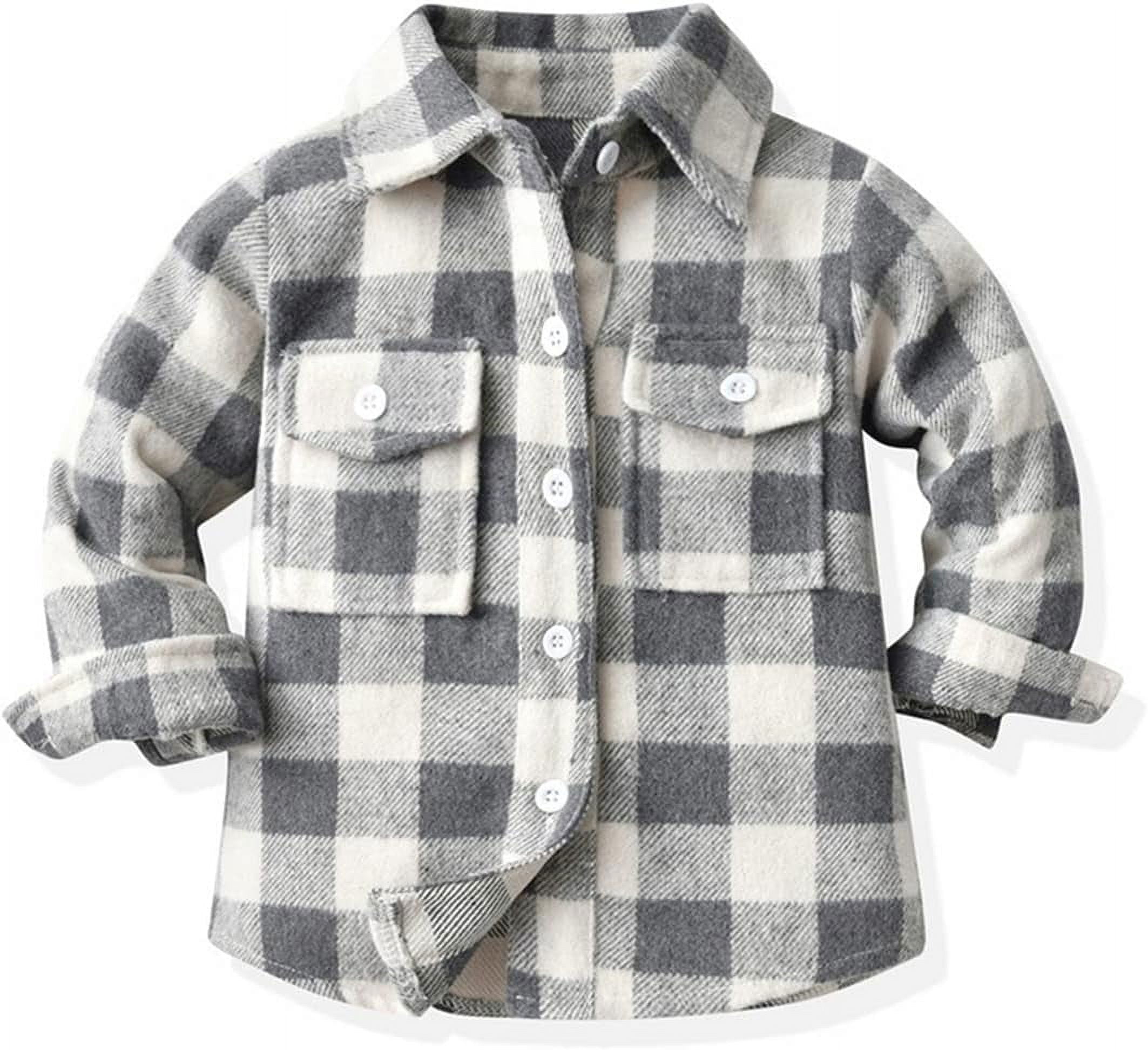 Municipal Kids Flannel Shirt Jackets Plaid Long Sleeve Lapel Button ...