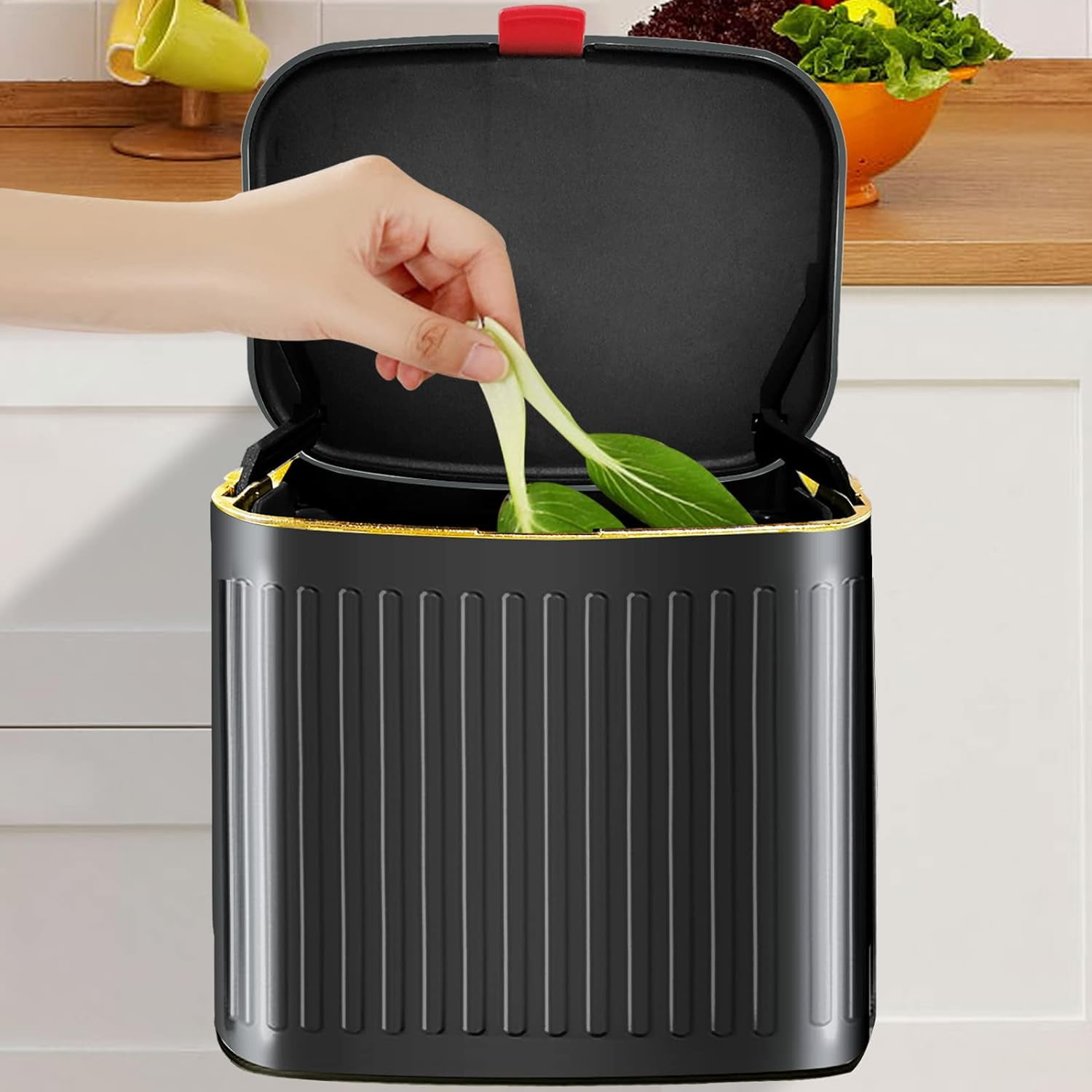 Municipal Kitchen Compost Bin Hanging Trash Can with Lid, 2.1 Gallon ...