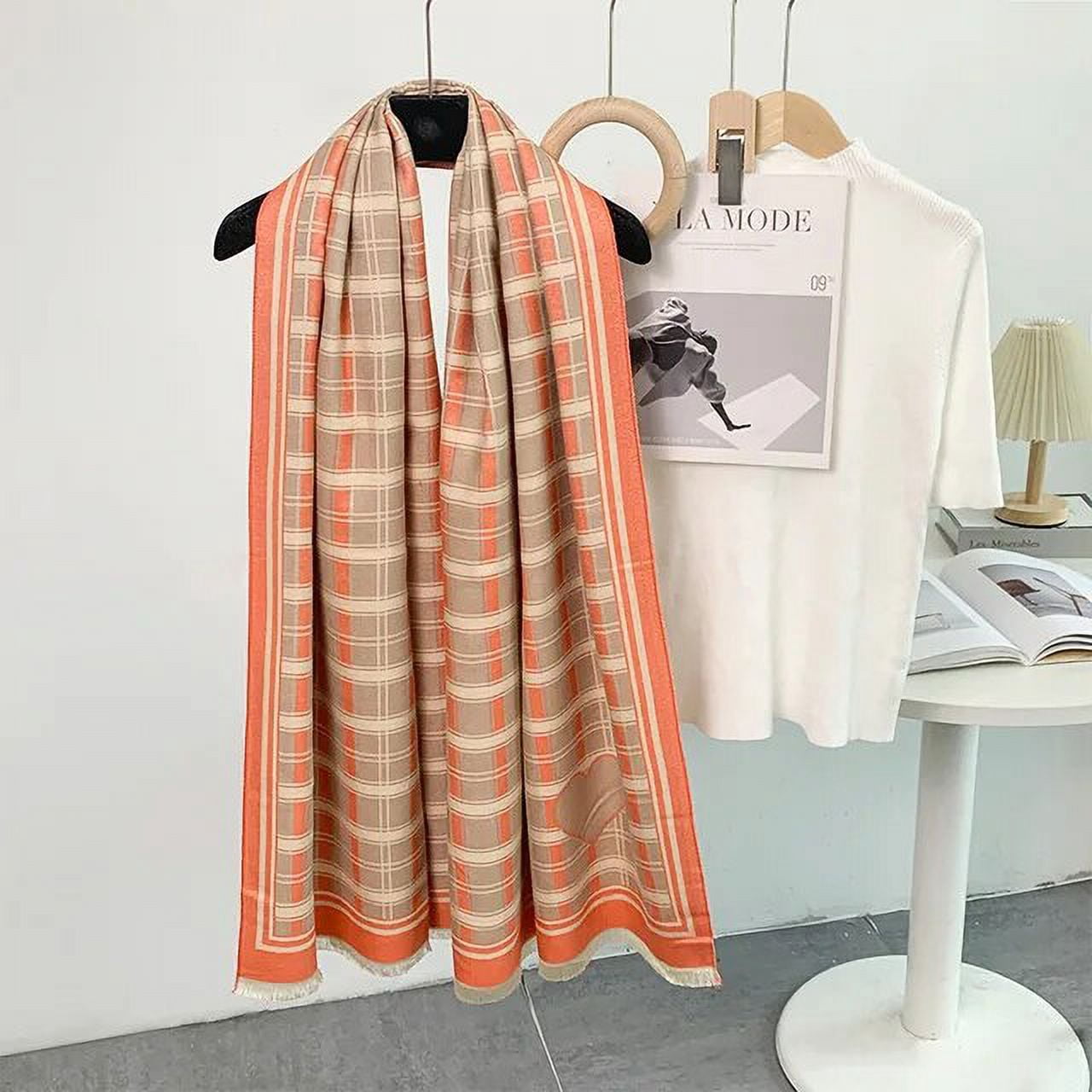 Municipal Knitted Winter Vintage Scarf Women Pretty Plaid Heart Print ...