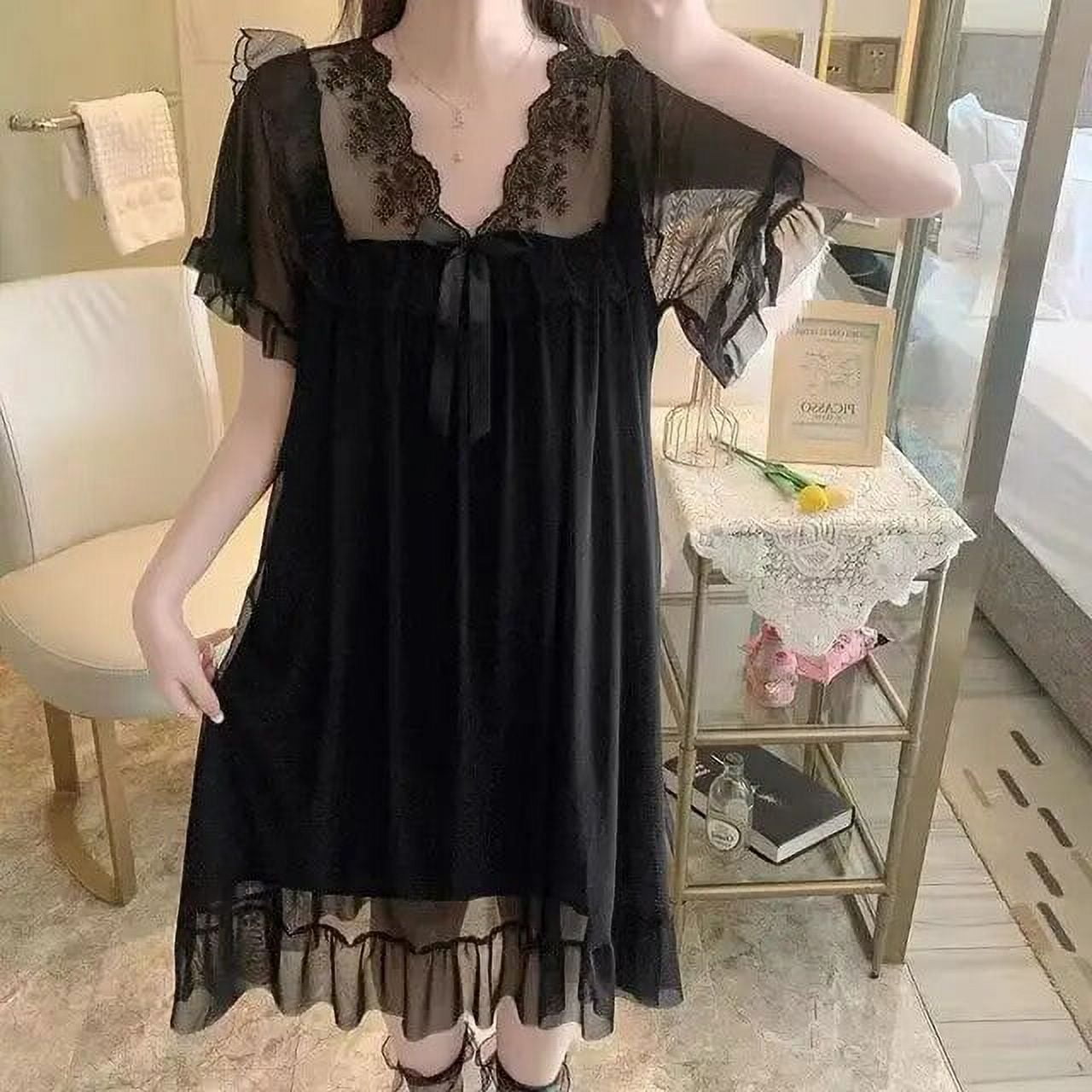 Municipal Lace Night Dress Women Style Pajamas Sleepwear Home Wears for ...