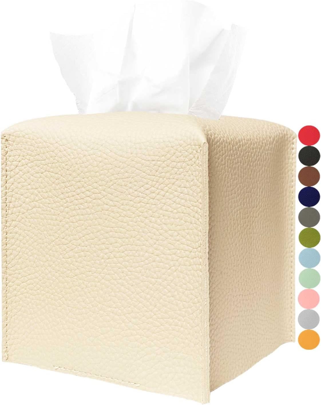 Municipal Leather Tissue Box Cover Square Tissue Holder with Bottom ...