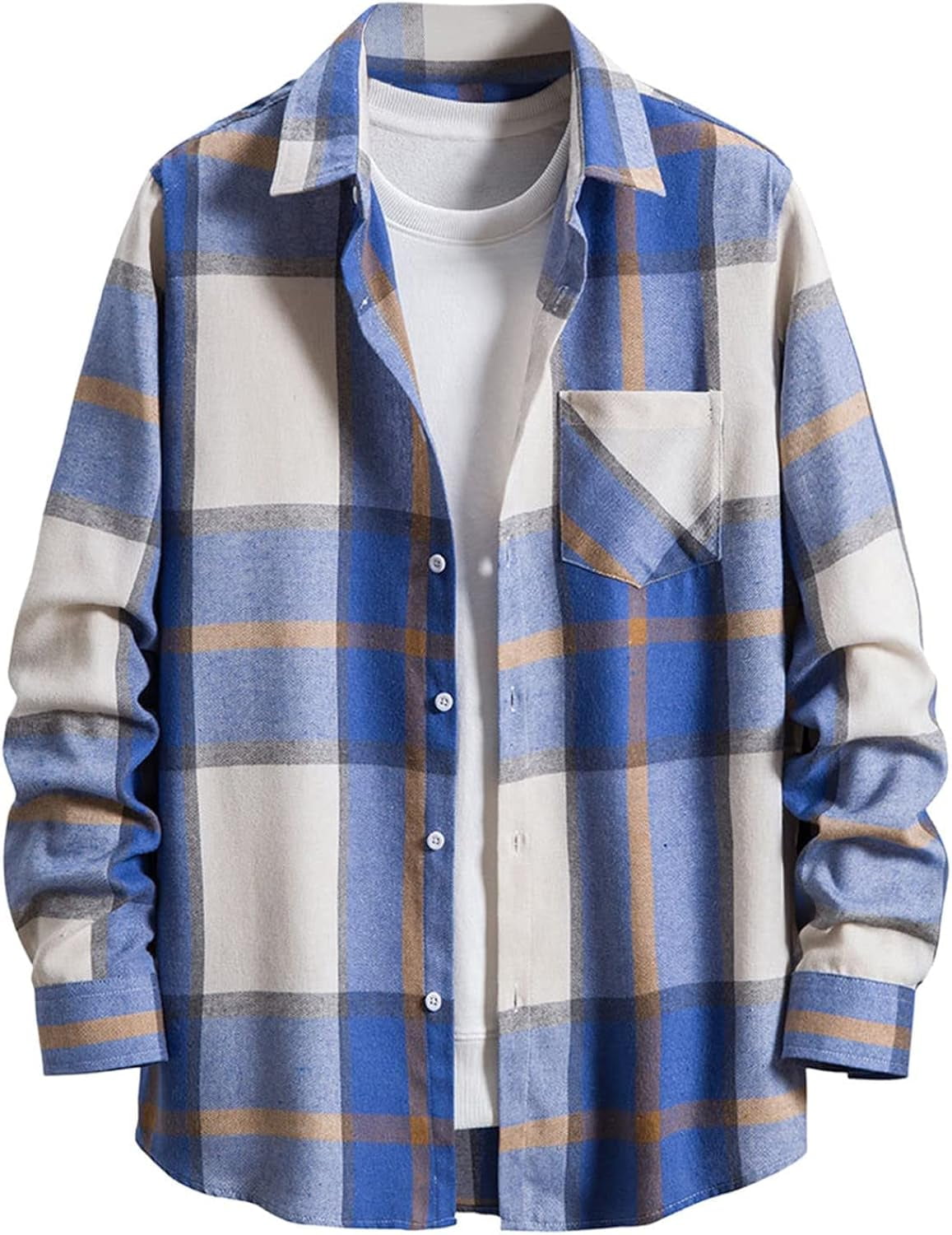 Municipal Men's Button Down Regular Fit Long Sleeve Plaid Flannel ...