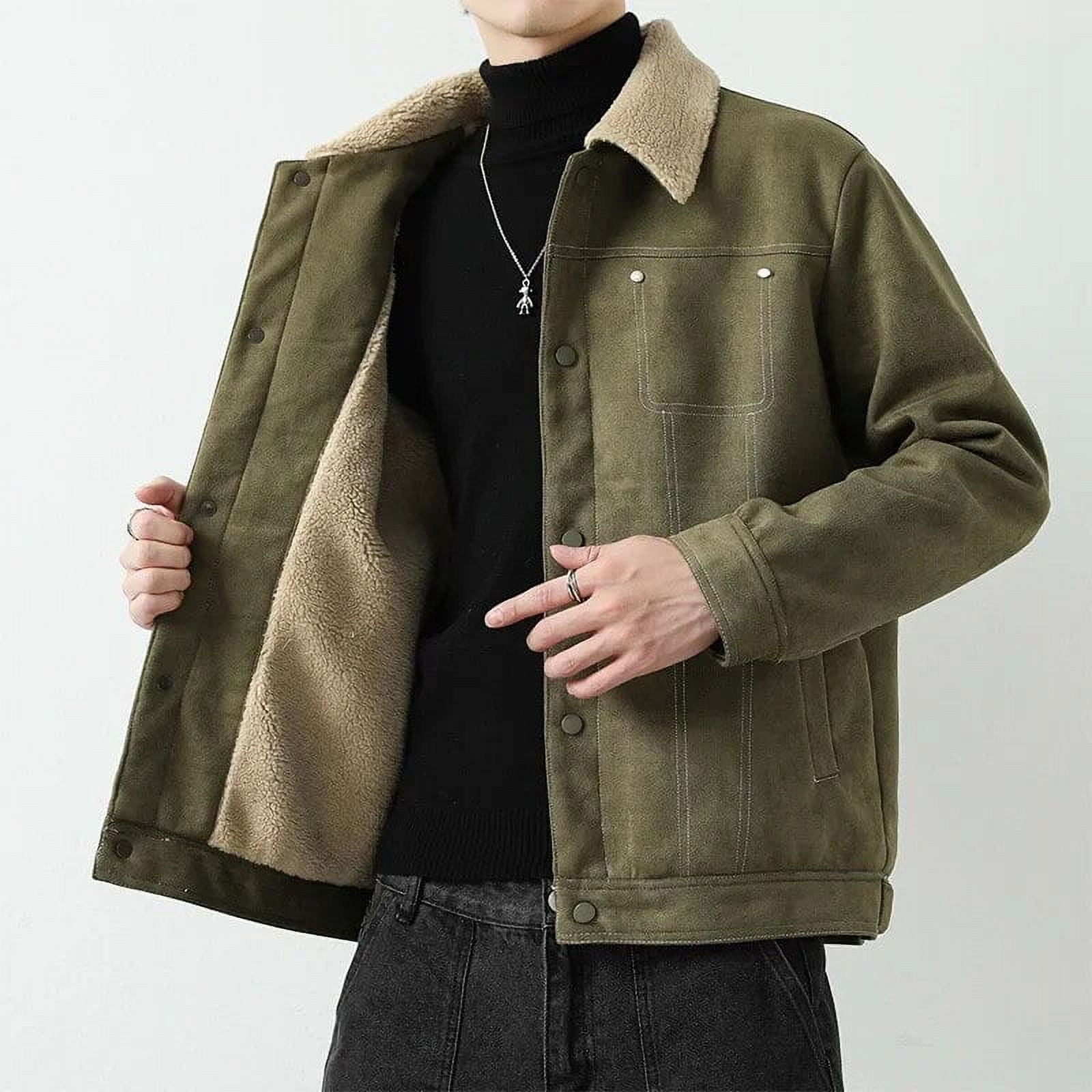 Municipal Men's Winter Lambswool Jacket Outdoor Casual Padded Thickened ...