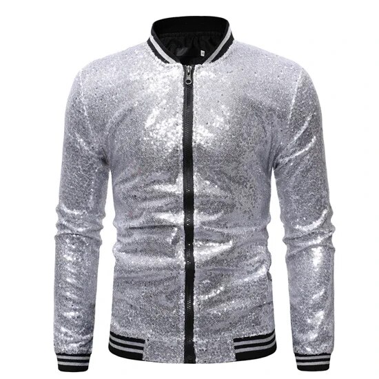 Municipal Mens Black Sequin Varsity Jackets and Coats Shinny Glitter ...