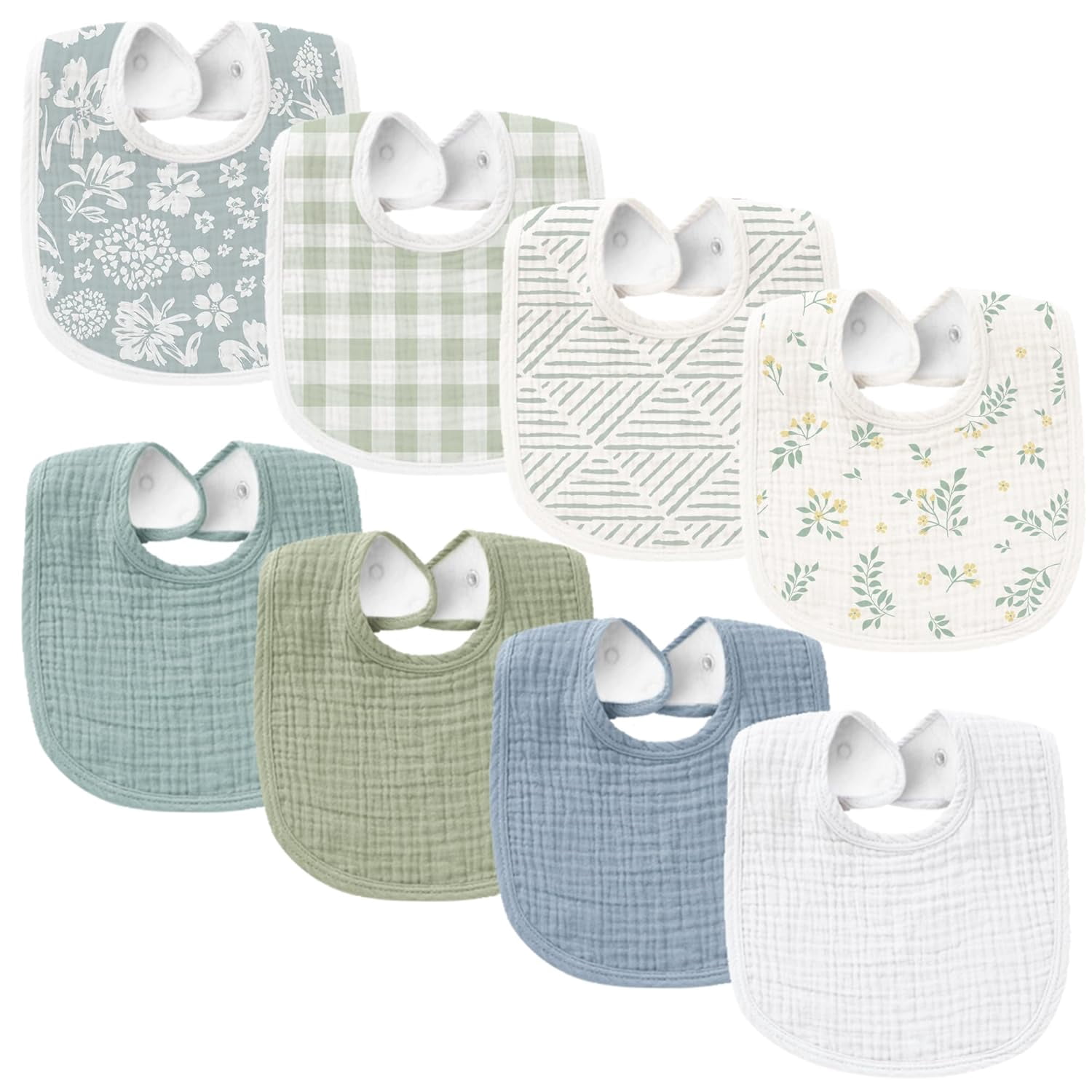 MAOYA Muslin Baby Bibs 8 Pack Baby Bandana Drool Bibs Cotton for Unisex ...
