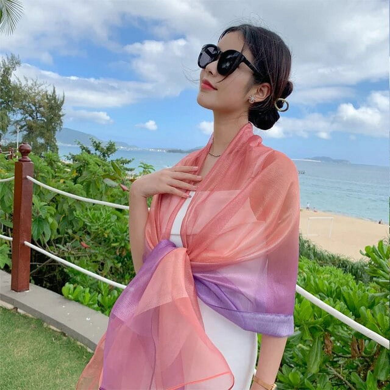 Municipal New Summer Chiffon Hijab Women Silk Scarf Sweet Shawl Female ...